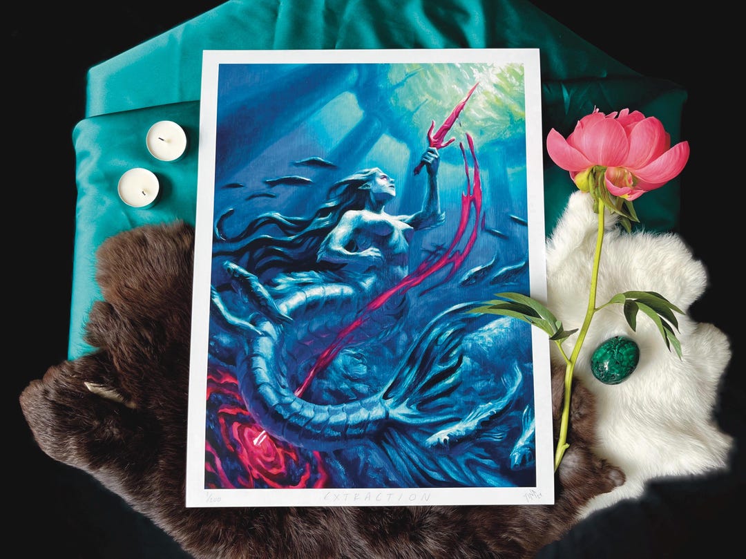 EXTRACTION - the Mermaid’s Sword Fantasy Art Print - Etsy