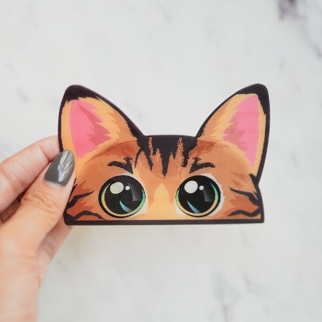 Brown Bengal Cat Peeker Vinyl Sticker 3D Motion/animated | Cats ...