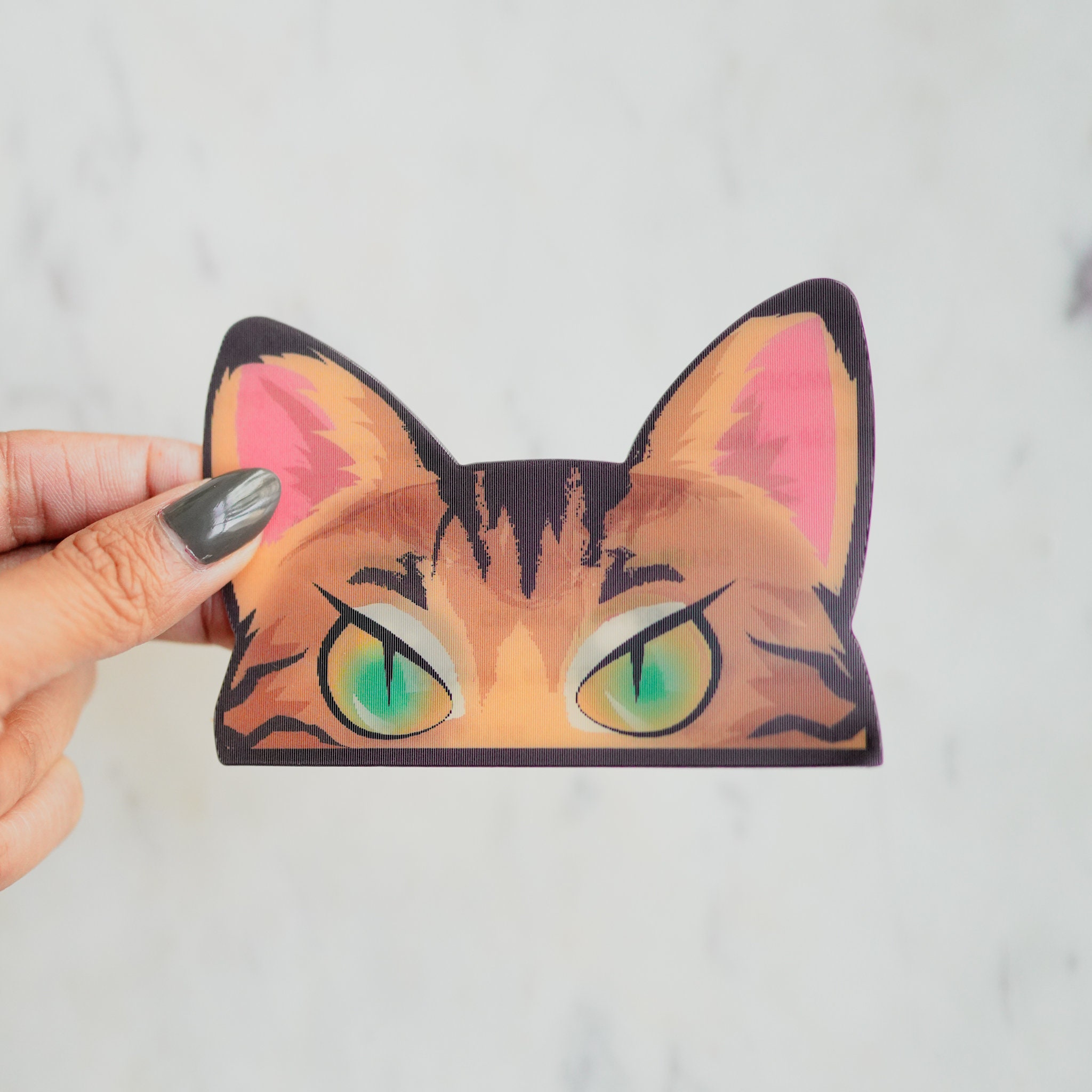 Brown Bengal Cat Peeker Vinyl Sticker 3D Motion/animated Cats Stickers ...