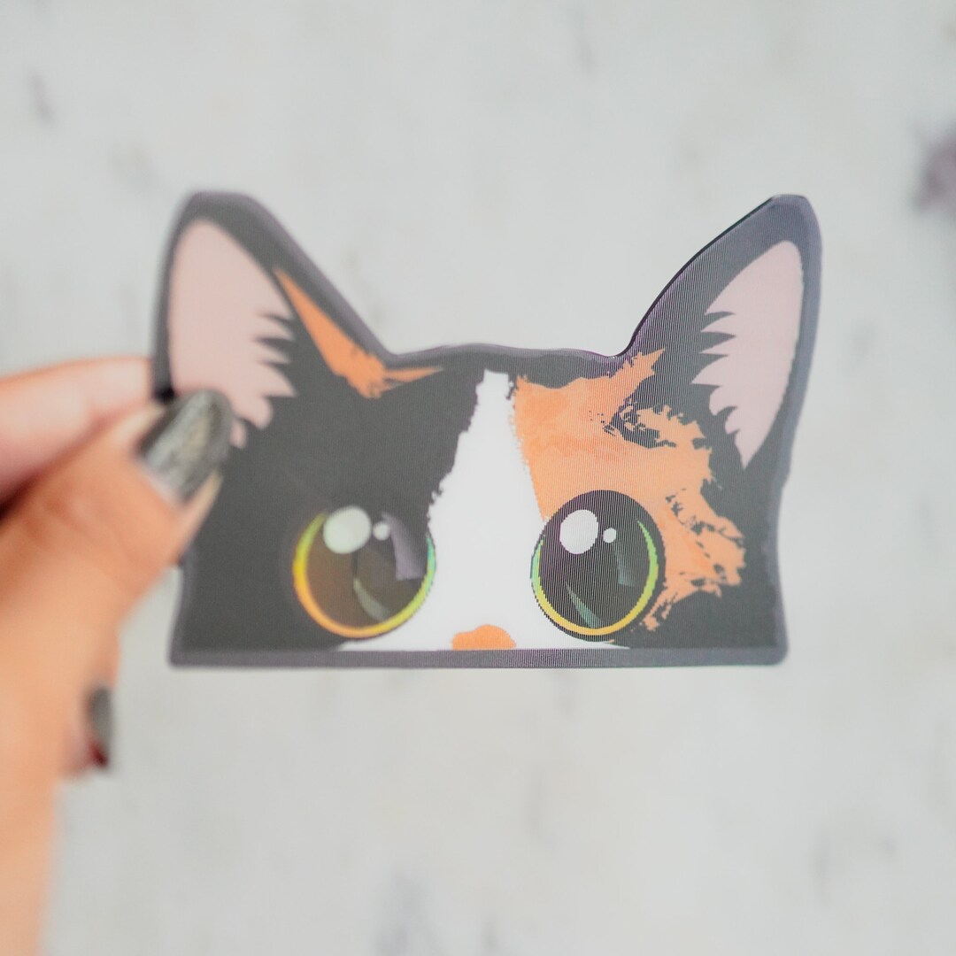 Calico Cat Peeker Vinyl Sticker 3D Motion/animated | Cats Stickers ...