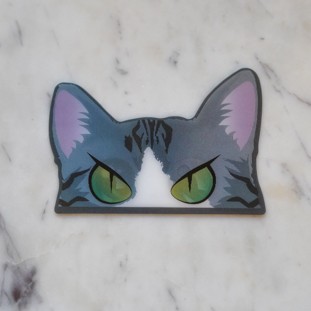 Tuxedo Tabby Cat Peeker Vinyl Sticker 3D Motion/animated | Cats ...