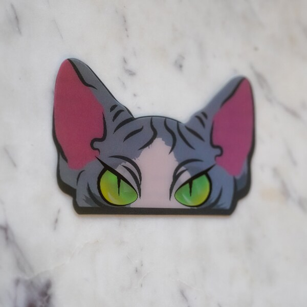 Cat Peeking Sticker - Etsy
