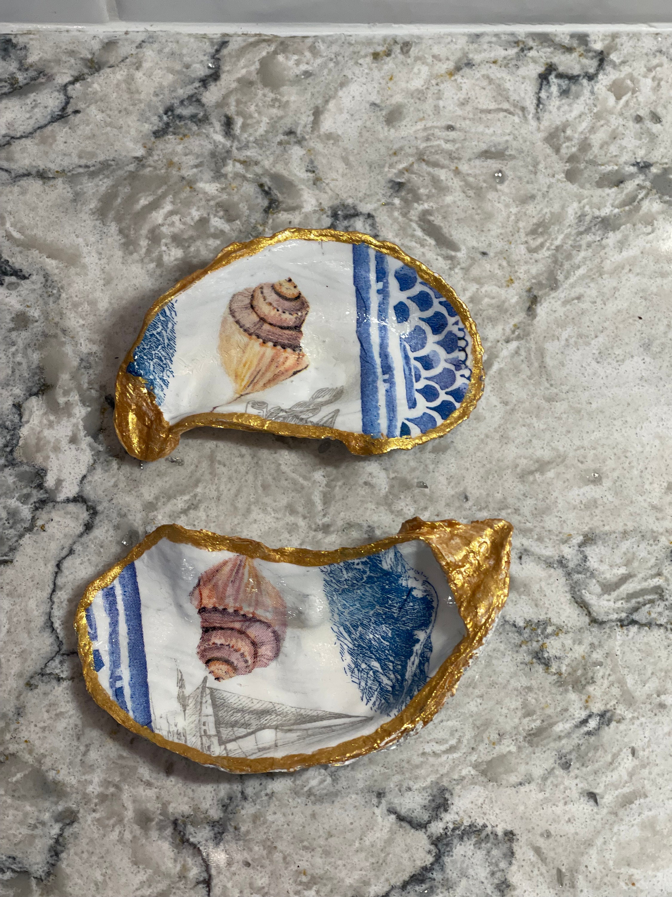 2 Hand Painted Beachy Oyster Shell Dishes Multi Purpose - Etsy