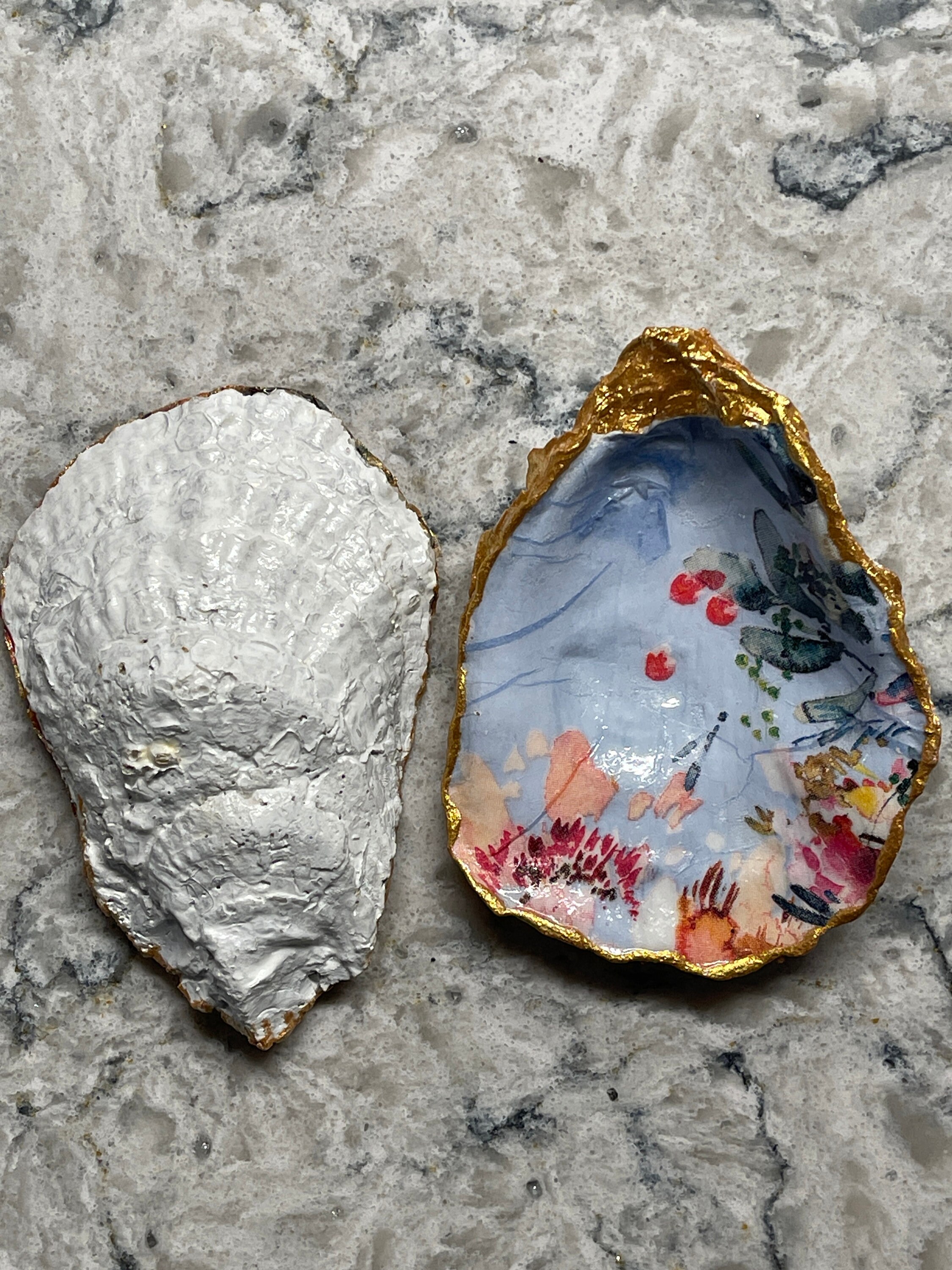 2 Oyster Shells Hand Made Water Colors - Etsy