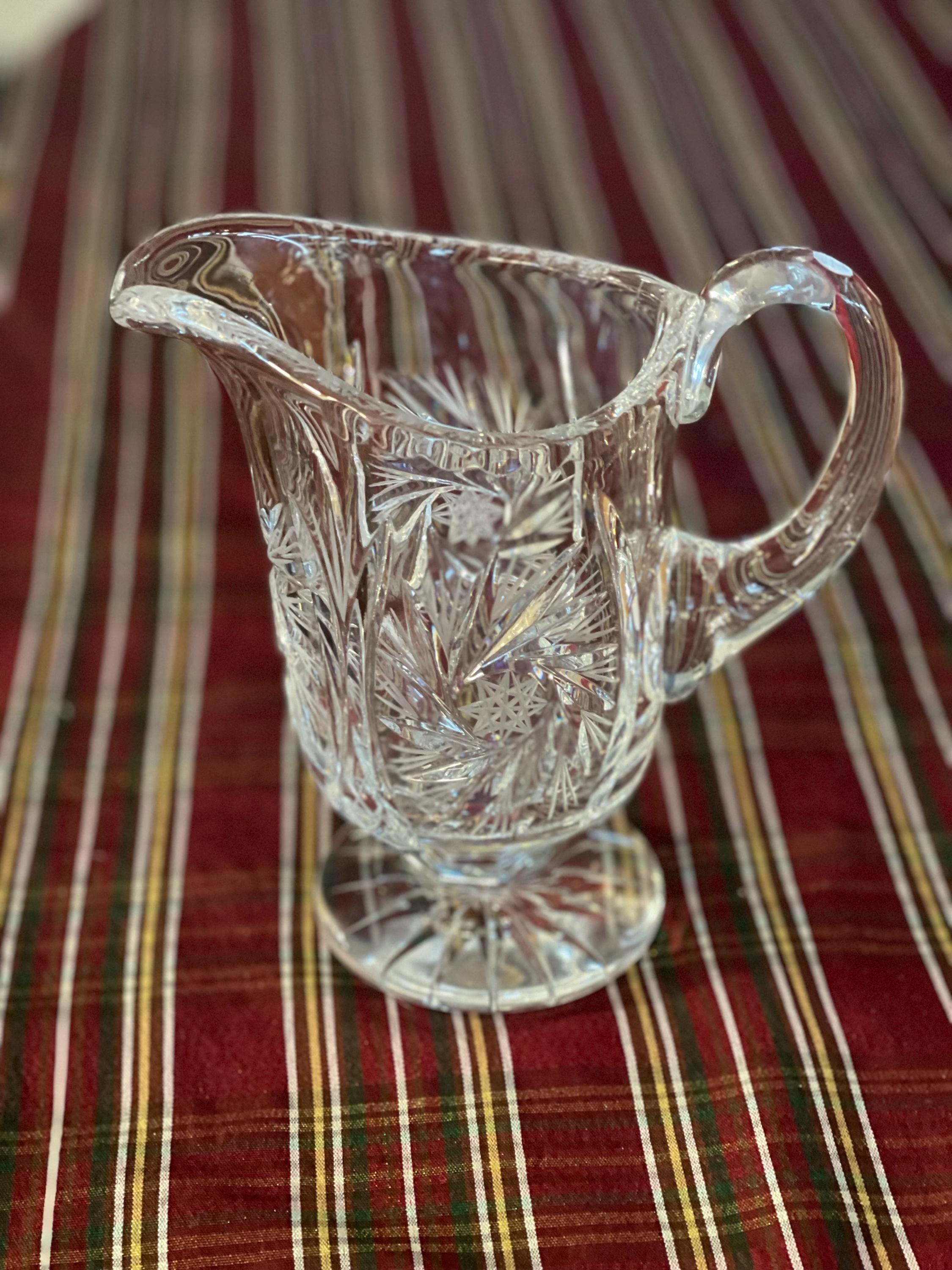 Vintage Cut Glass Lead Crystal Pitcher Pinwheel Design No Chips - Etsy