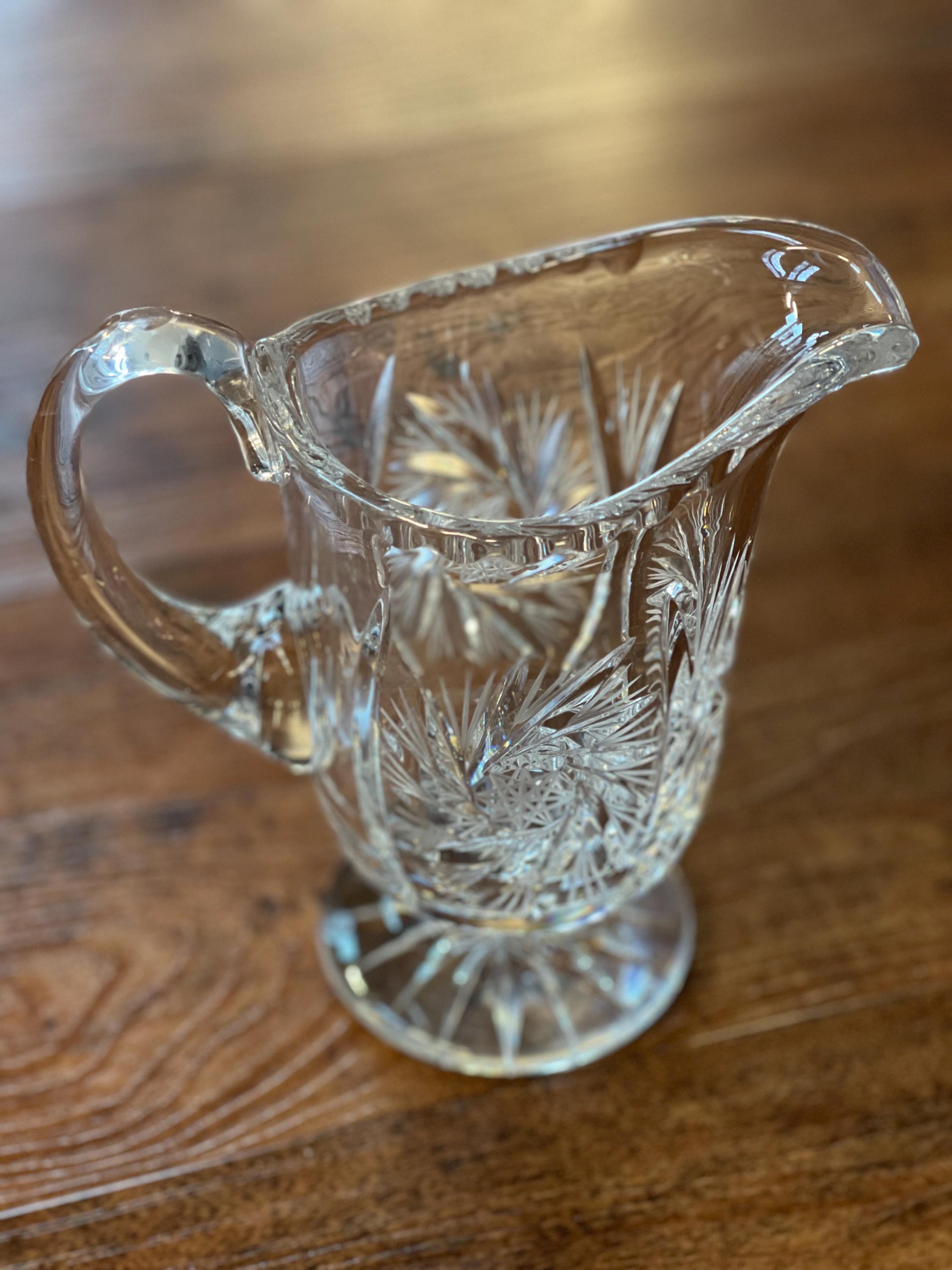Vintage Cut Glass Lead Crystal Pitcher Pinwheel Design No Chips - Etsy