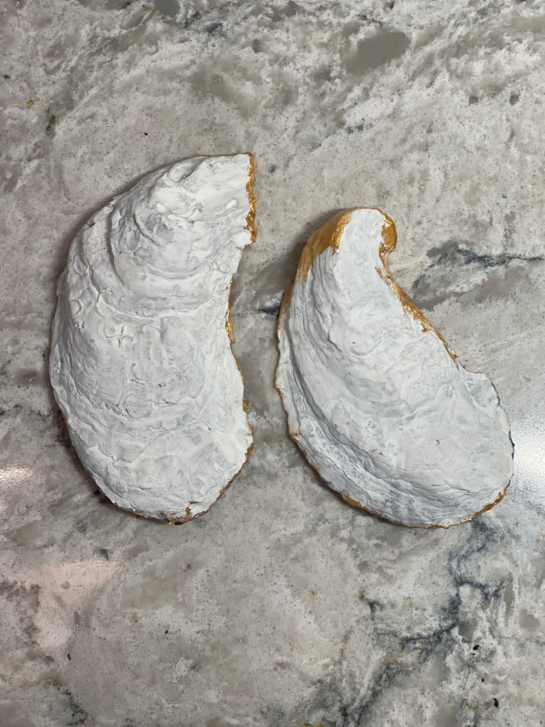 2 Hand Painted Beachy Oyster Shell Dishes Multi Purpose - Etsy