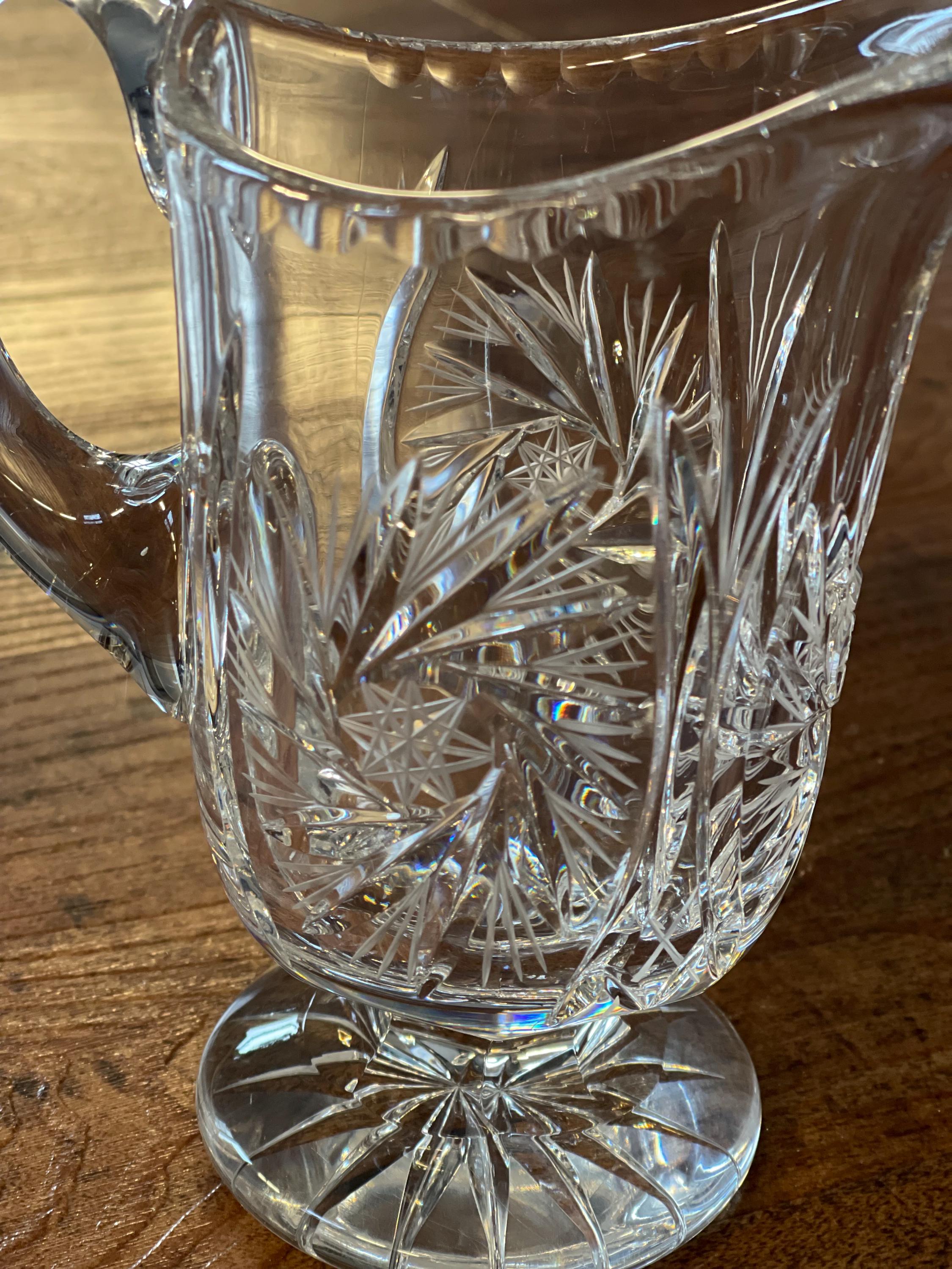 Vintage Cut Glass Lead Crystal Pitcher Pinwheel Design No Chips - Etsy