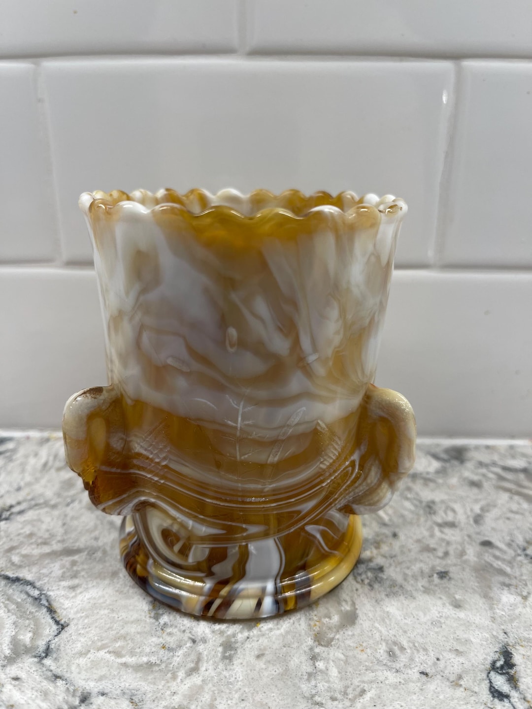 VTG Imperial Carmel Slag Vase - Etsy