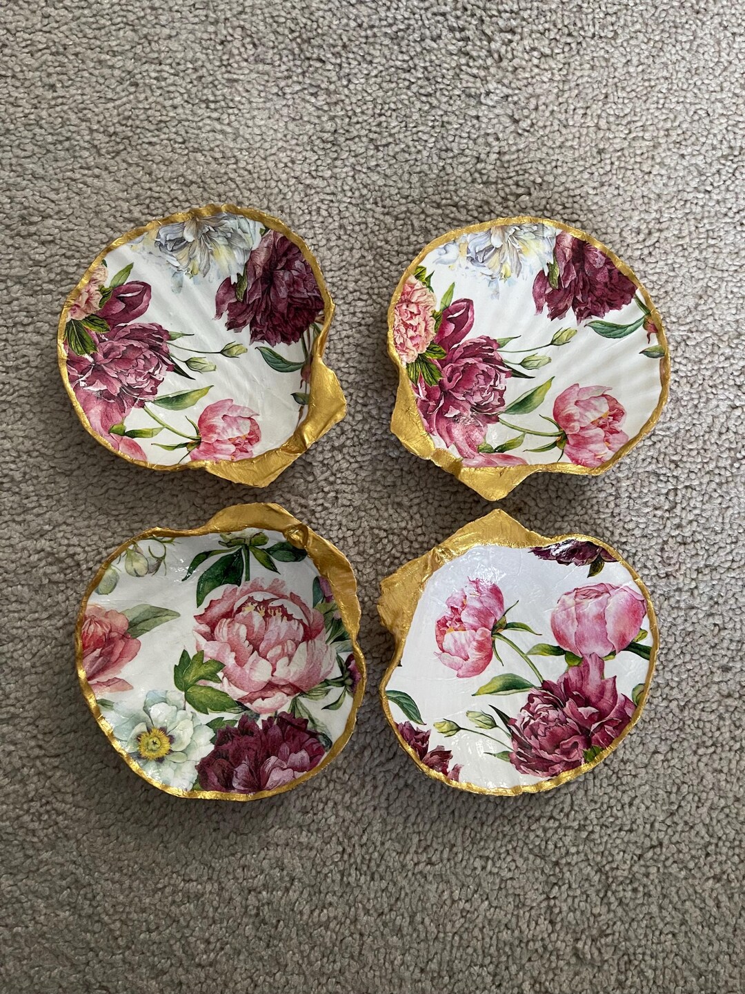 Sea Shells Peonies With Gold Trim - Etsy