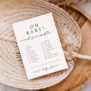 Baby Shower Word Scramble Printable Template | Word Sleuth Baby Shower ...