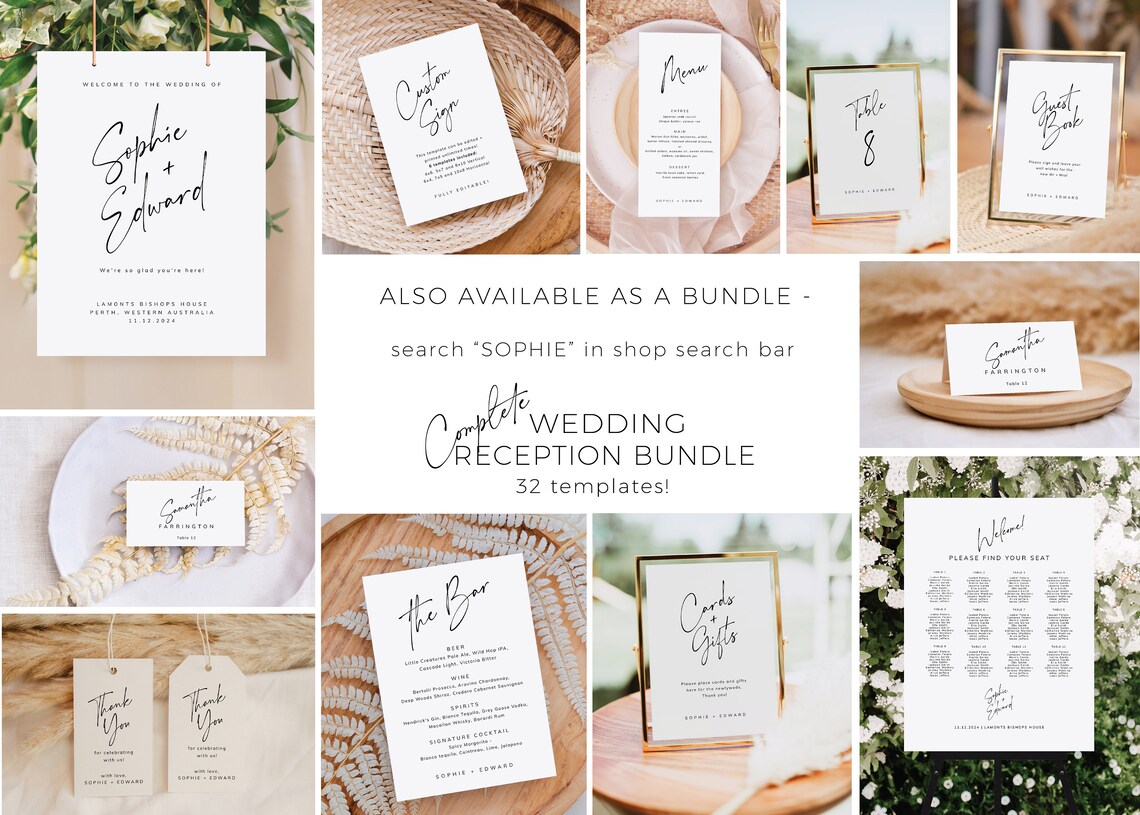Fully Editable Modern Wedding Sign Template Unlimited Download 5x7 8x10 ...