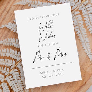 Well Wishes for Mr and Mrs Sign for Minimalist Wedding | Advice and ...