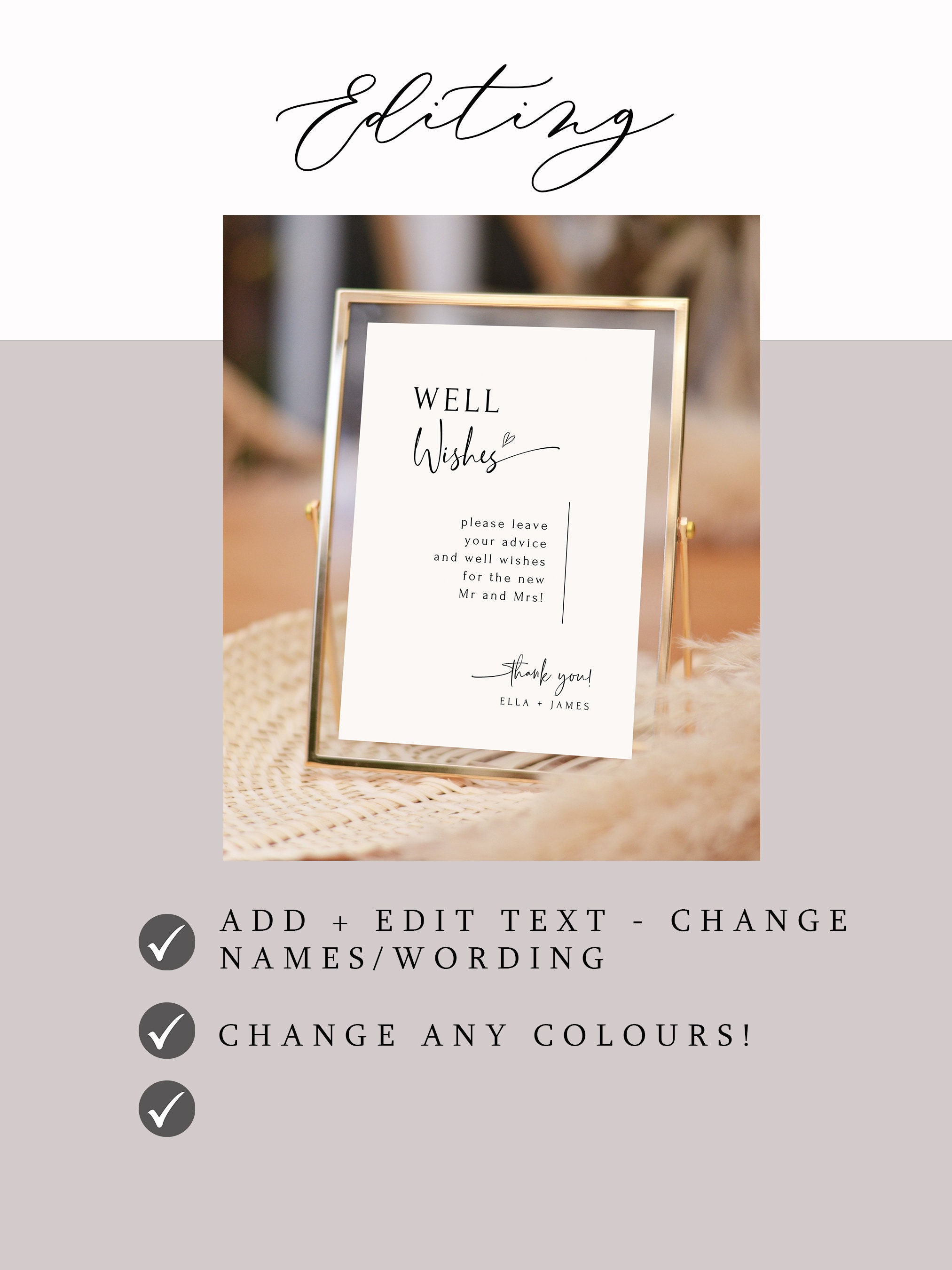 Mr and Mrs Sign, Well Wishes for New Mr and Mrs Template for Modern ...