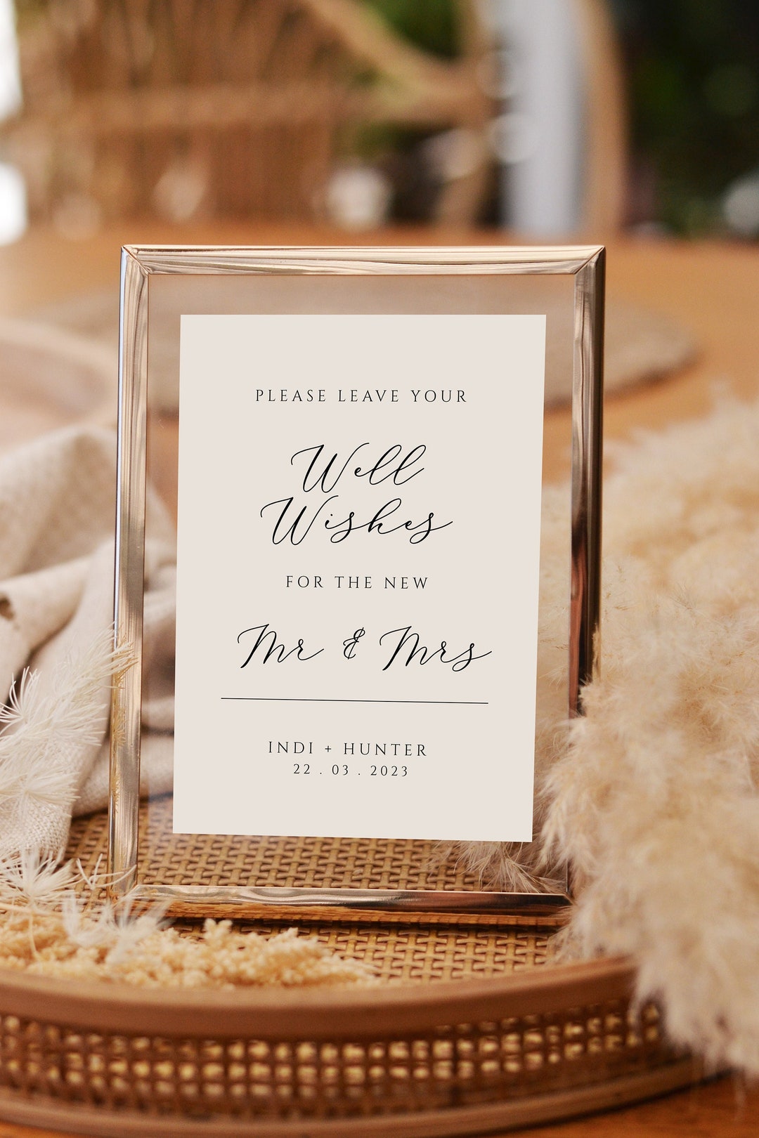 Well Wishes for Mr and Mrs Sign for Minimalist Wedding | Advice and ...