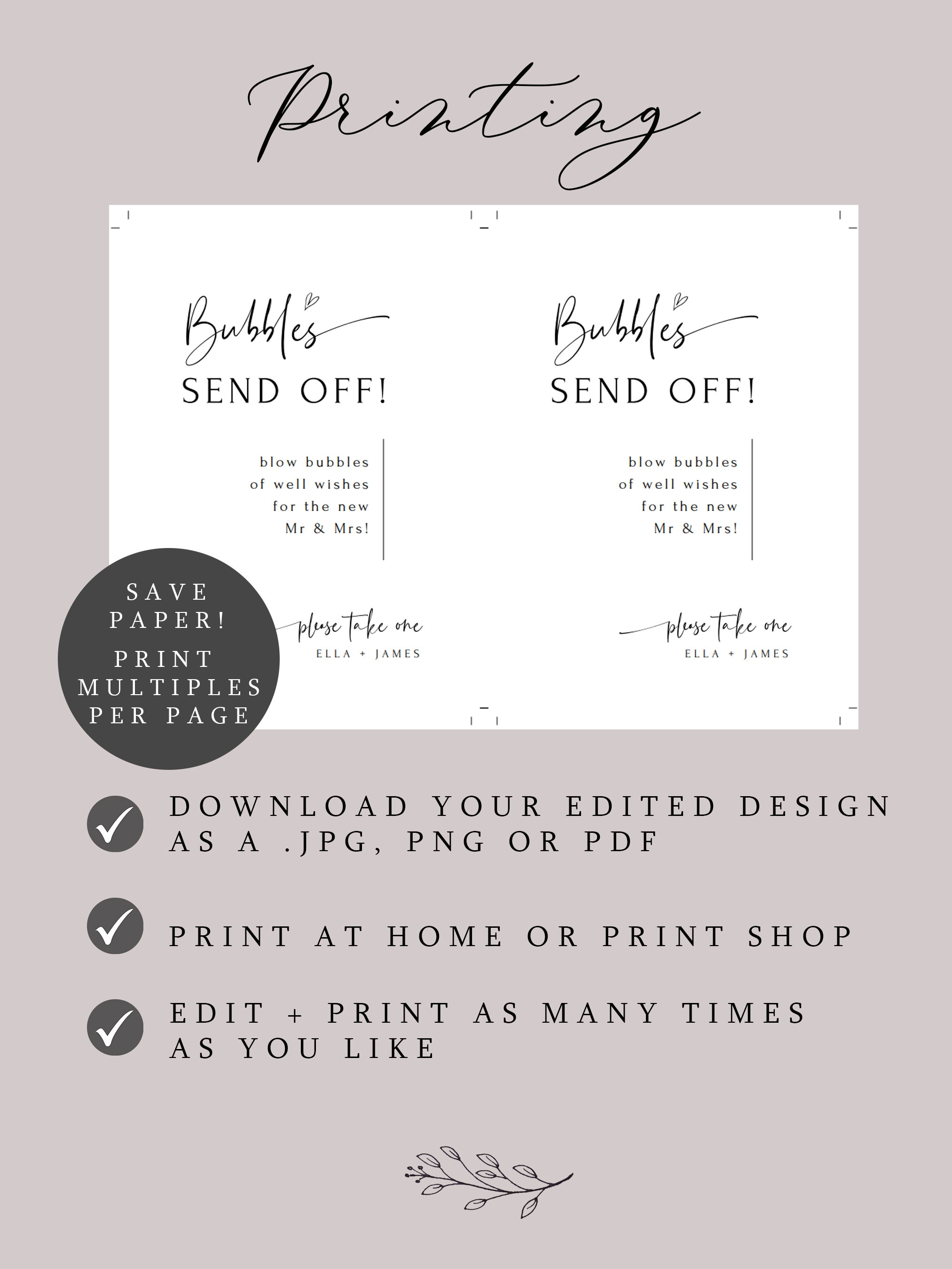 Bubbles Send off Sign Template for Wedding Bubbles for Send off Sign ...