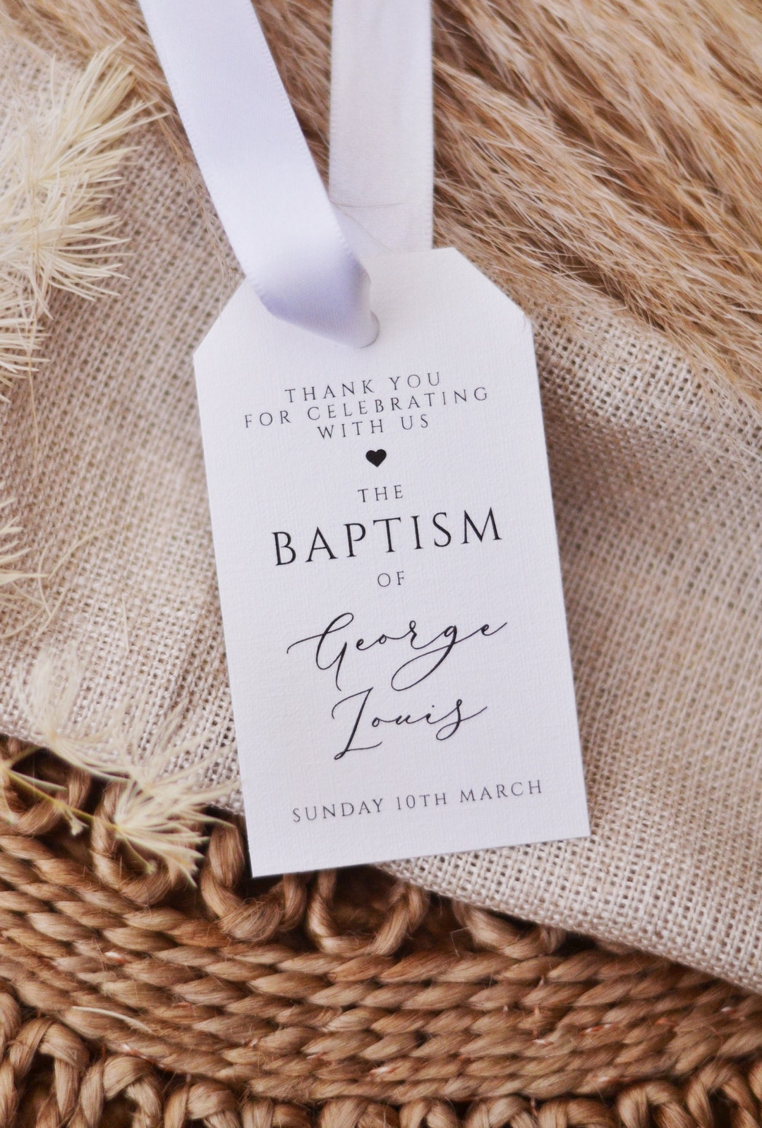 Baptism Thank You Favor Tag Template | Calligraphy Christening ...