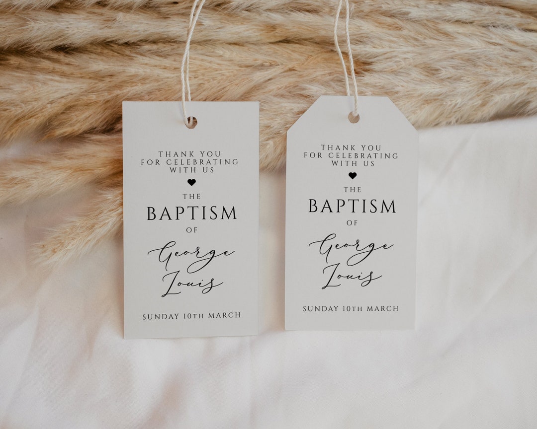 Baptism Thank You Favor Tag Template | Christening Printable Favor Tag ...