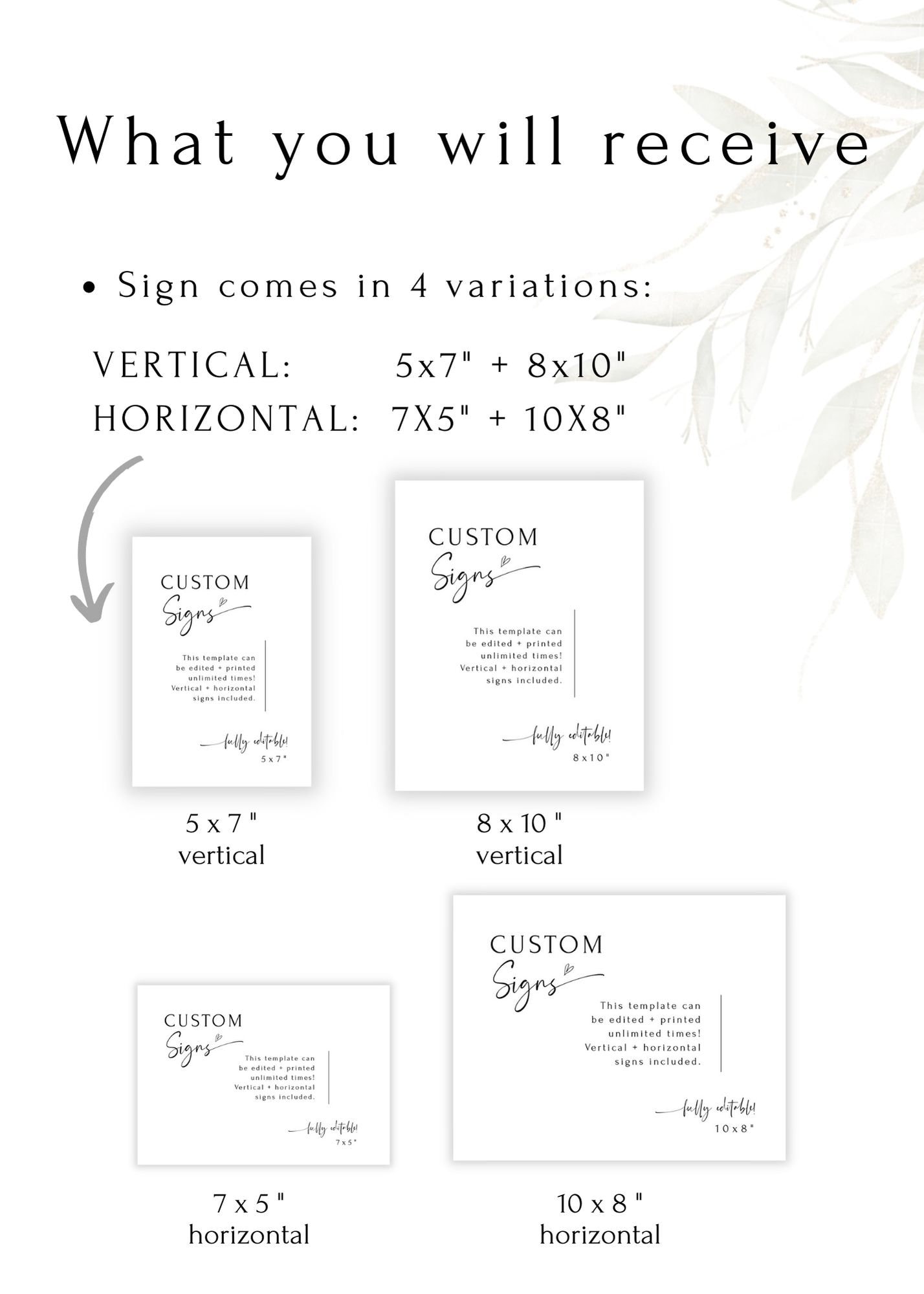 Custom Editable 5x7 Wedding Sign Template | Fully Editable Unlimited ...