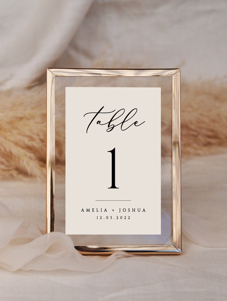 Table Number Sign for Minimalist Wedding Table No Bridal Table ...