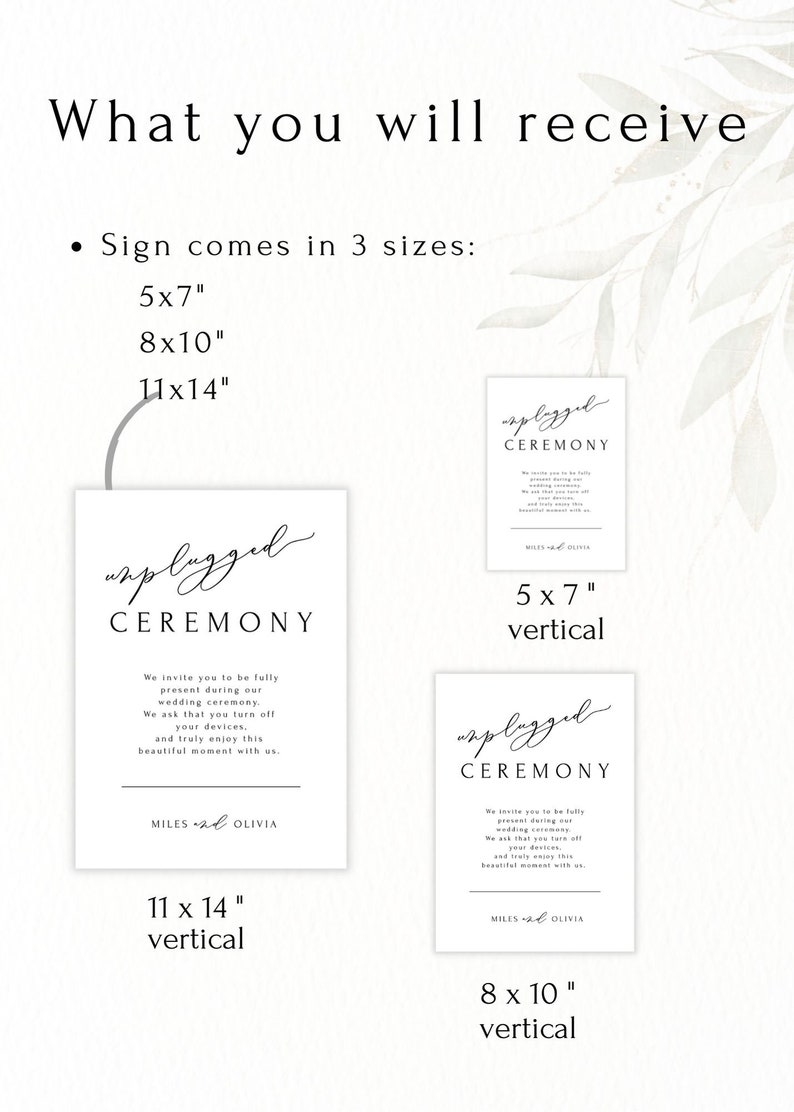 Unplugged Ceremony Sign Template Unplugged Wedding Ceremony Sign ...