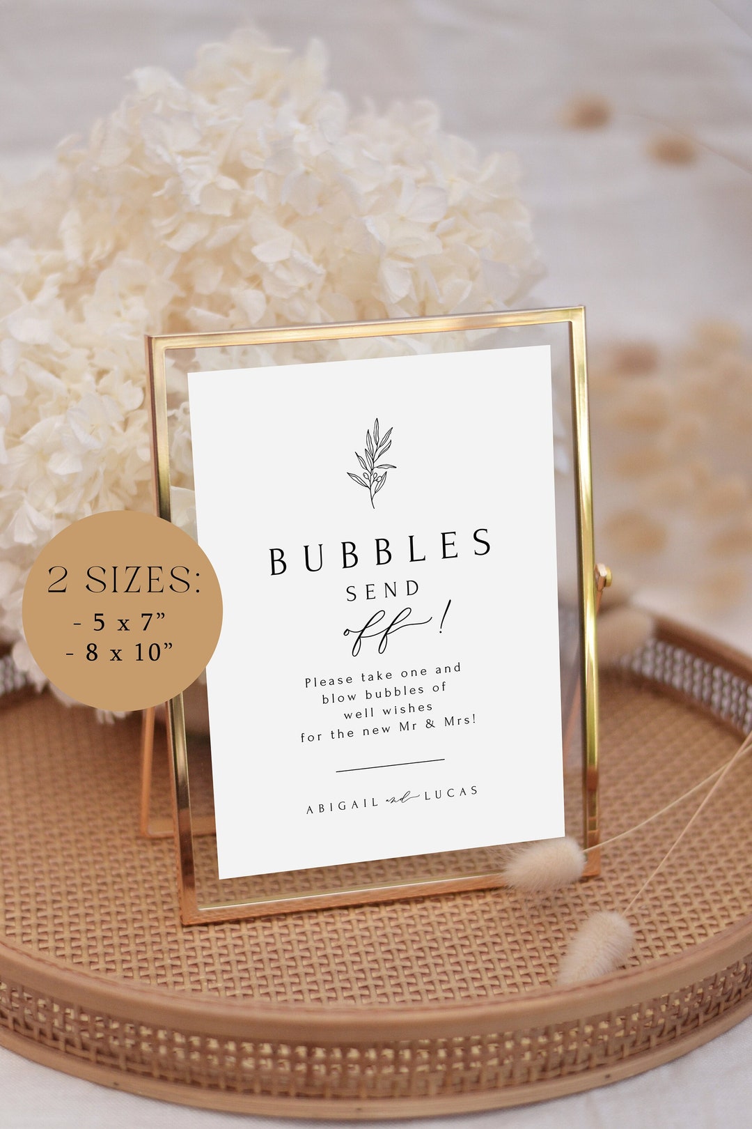 Modern Wedding Bubbles Send off Template | Bubbles Farewell Template ...