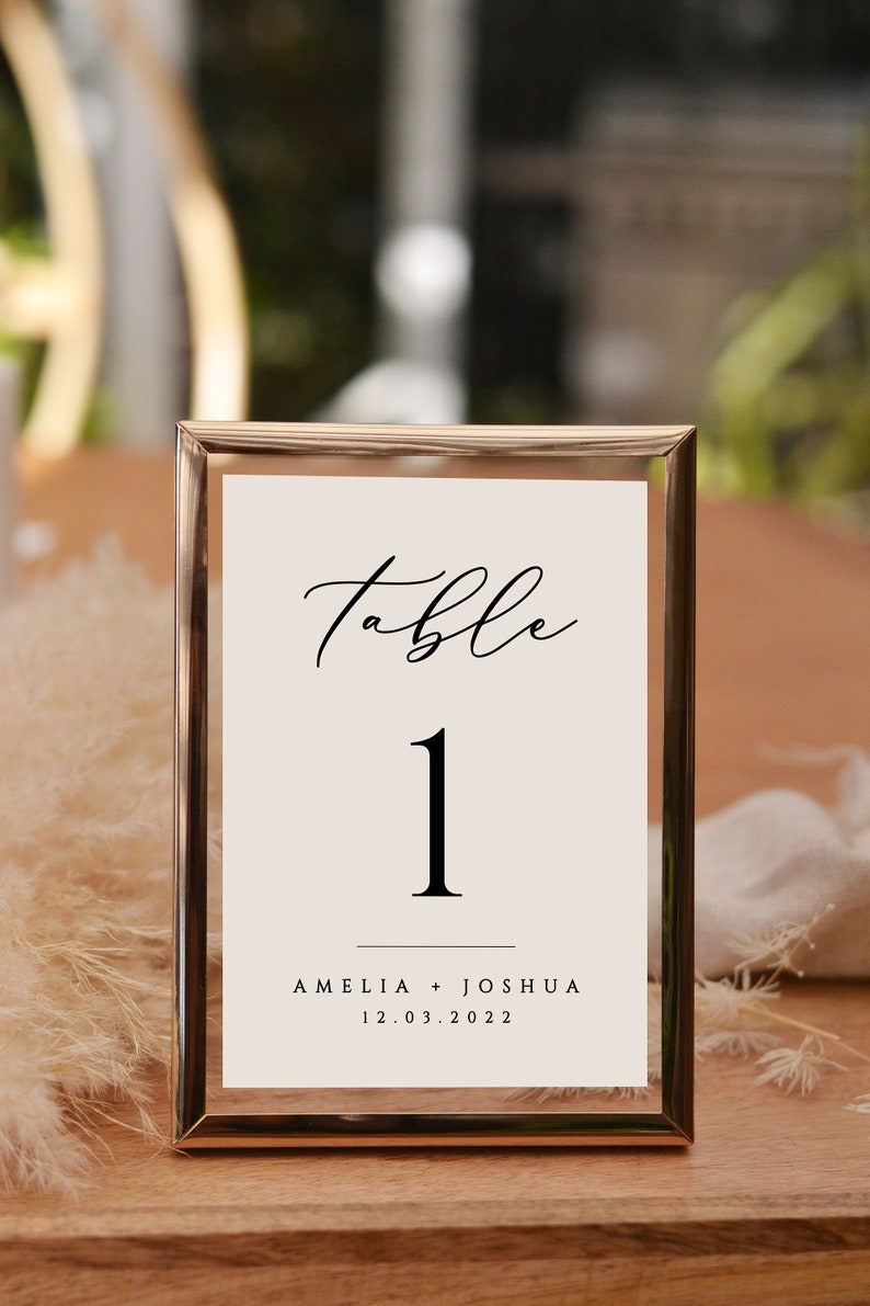 Table Number Sign for Minimalist Wedding Table No Bridal Table ...