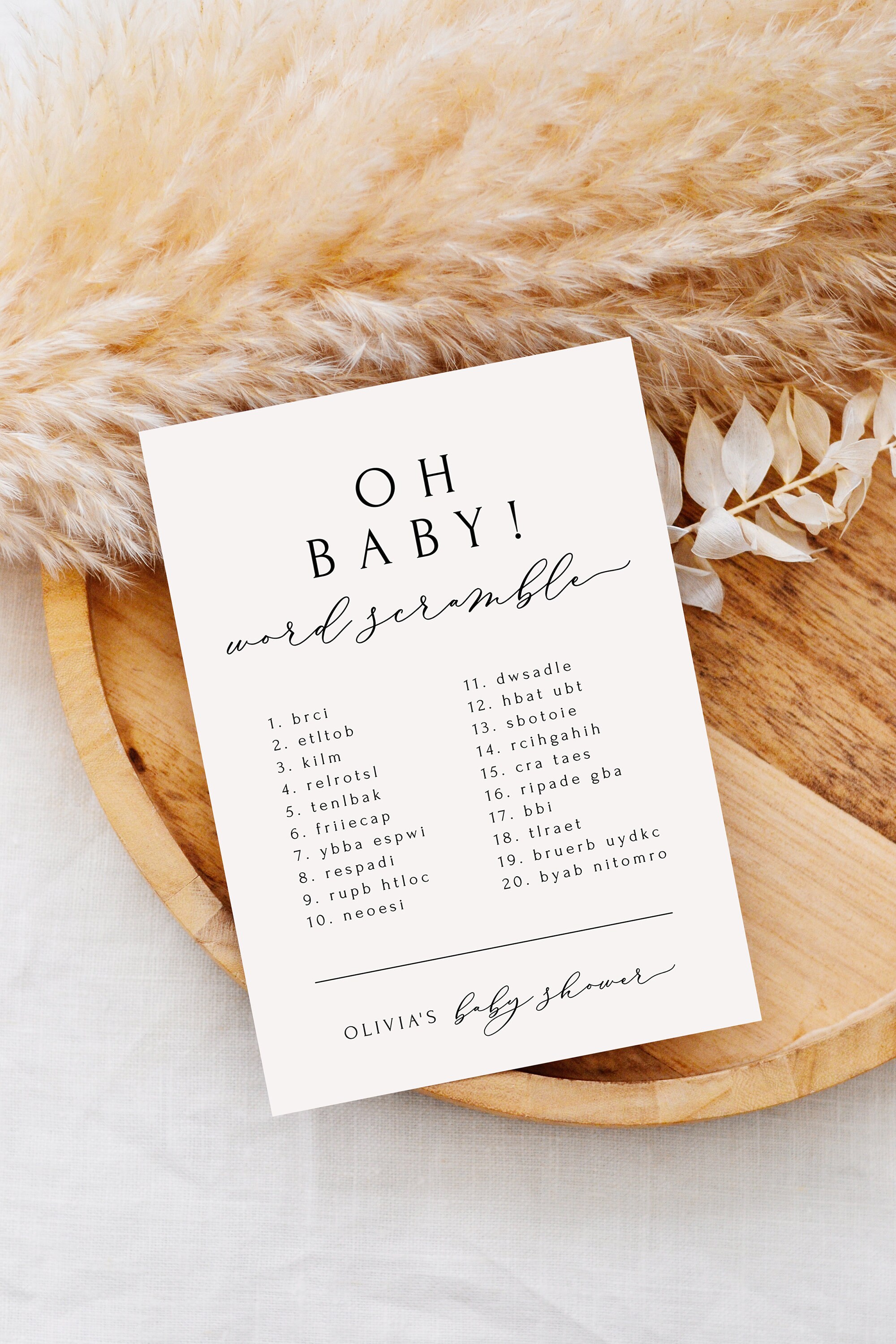 Baby Shower Word Scramble Printable Template | Word Sleuth Baby Shower ...
