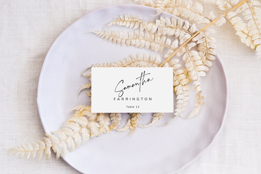 Wedding Reception Place Card Template | Name Tag Printable Minimal ...