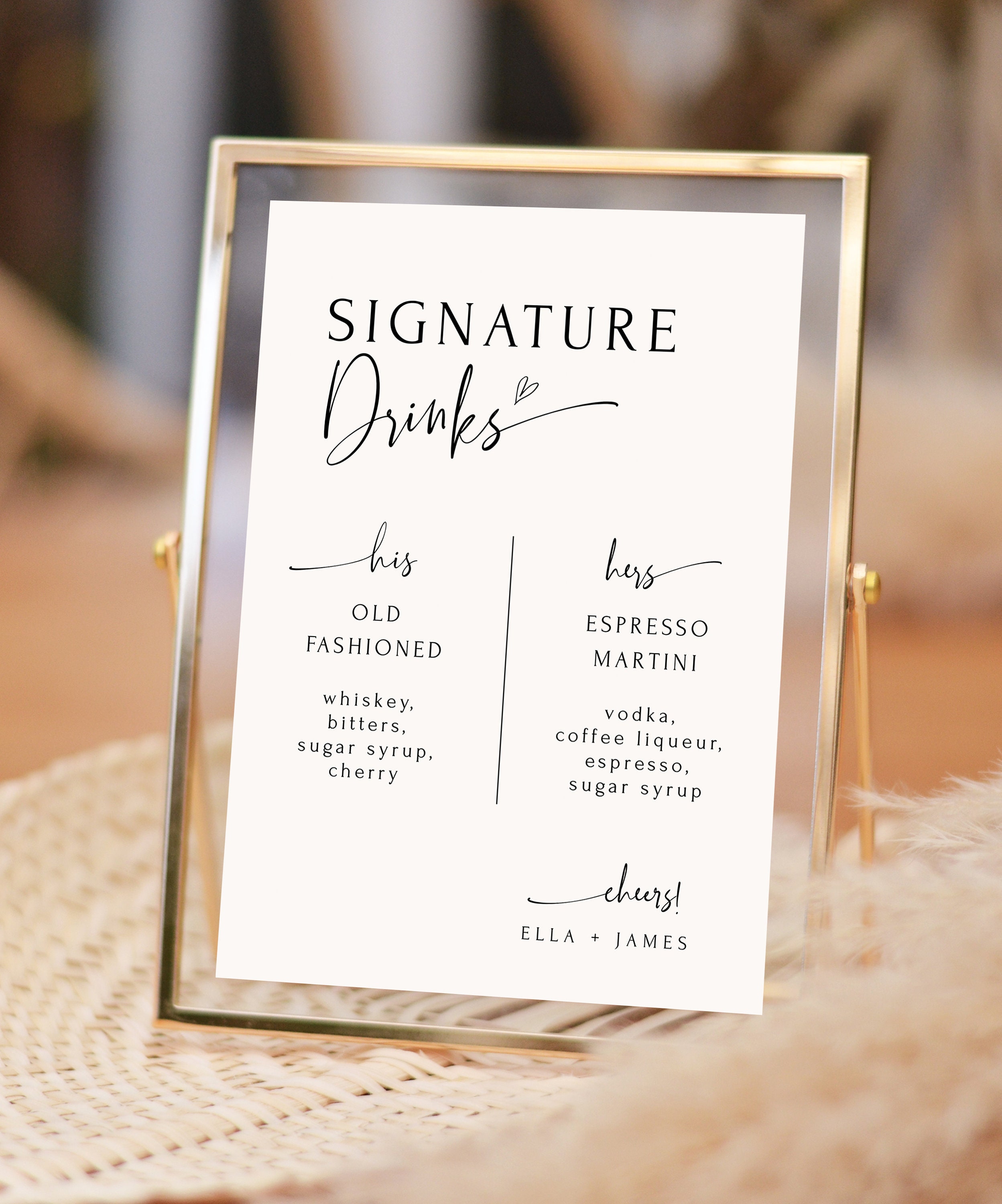 Signature Drinks Sign | Signature Cocktails Sign Template | His and ...