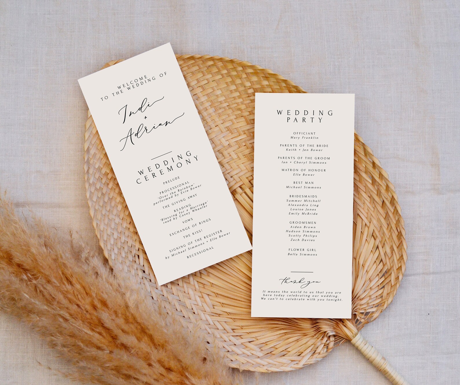 Modern Wedding Program Template Download Minimal Order of Service ...