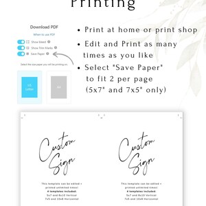 Fully Editable Modern Wedding Sign Template | Unlimited Download 5x7 ...