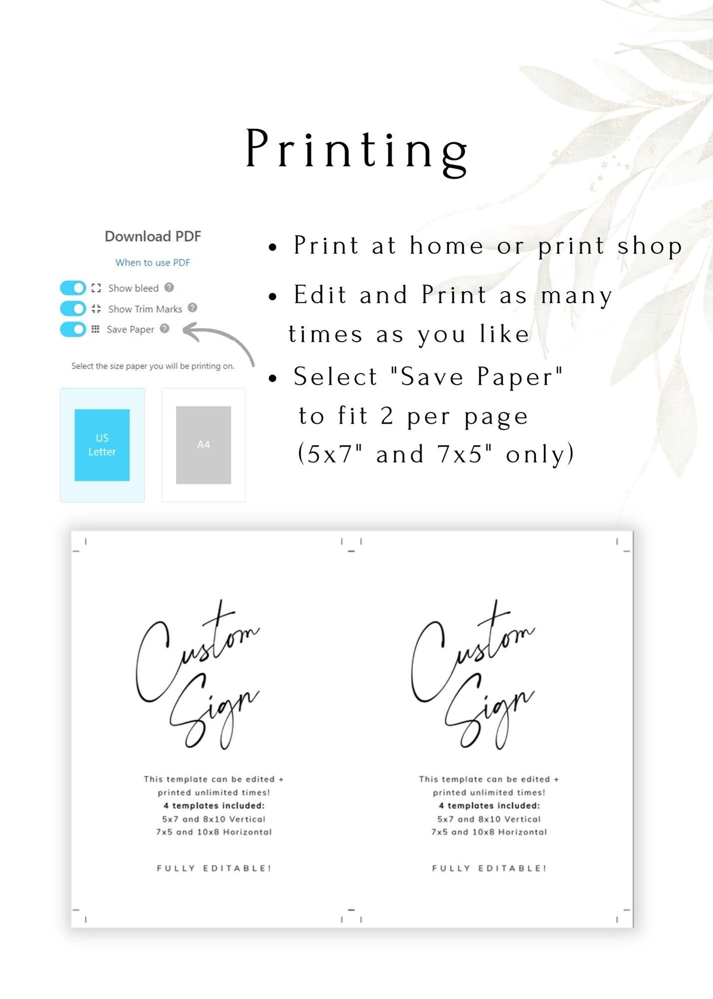 Fully Editable Modern Wedding Sign Template Unlimited Download 5x7 8x10 ...