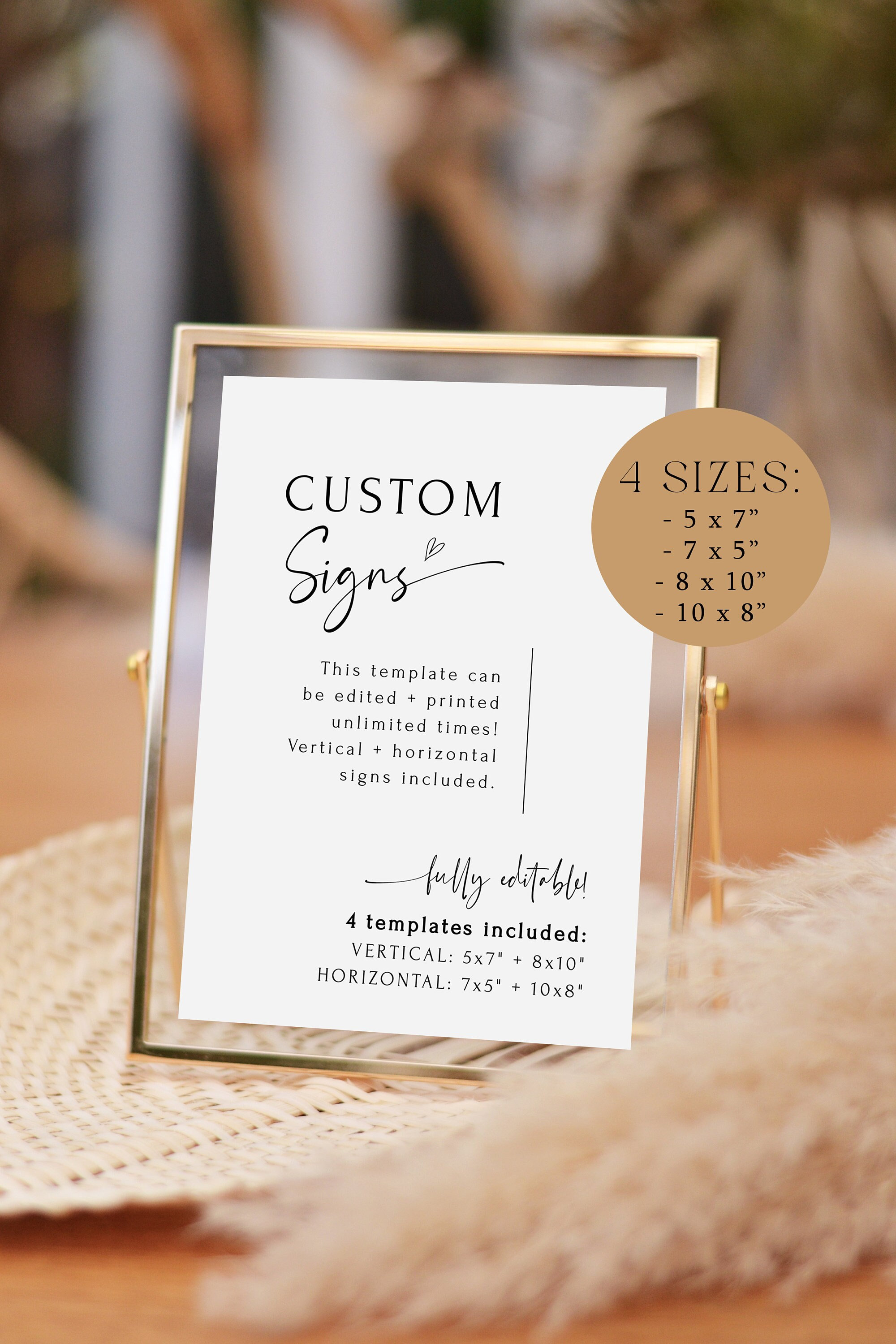 Custom Editable 5x7 Wedding Sign Template | Fully Editable Unlimited ...