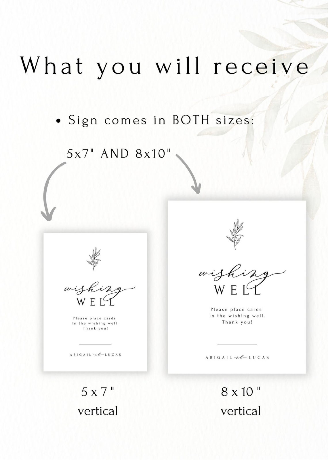 Wishing Well Sign Template | Cards and Gifts Sign for Minimalist ...