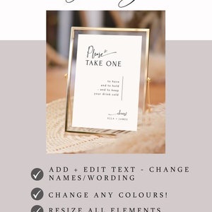 Wedding Favors Sign Template | Please Take One Sign | Drink Cooler to ...