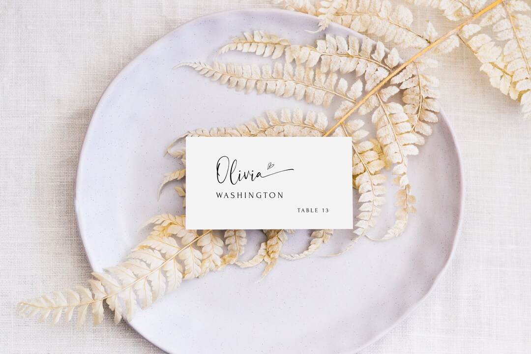 Name Placeholder Card Template Wedding Reception | Editable Instant ...