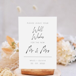 Well Wishes for Mr and Mrs Sign for Minimalist Wedding | Advice and ...