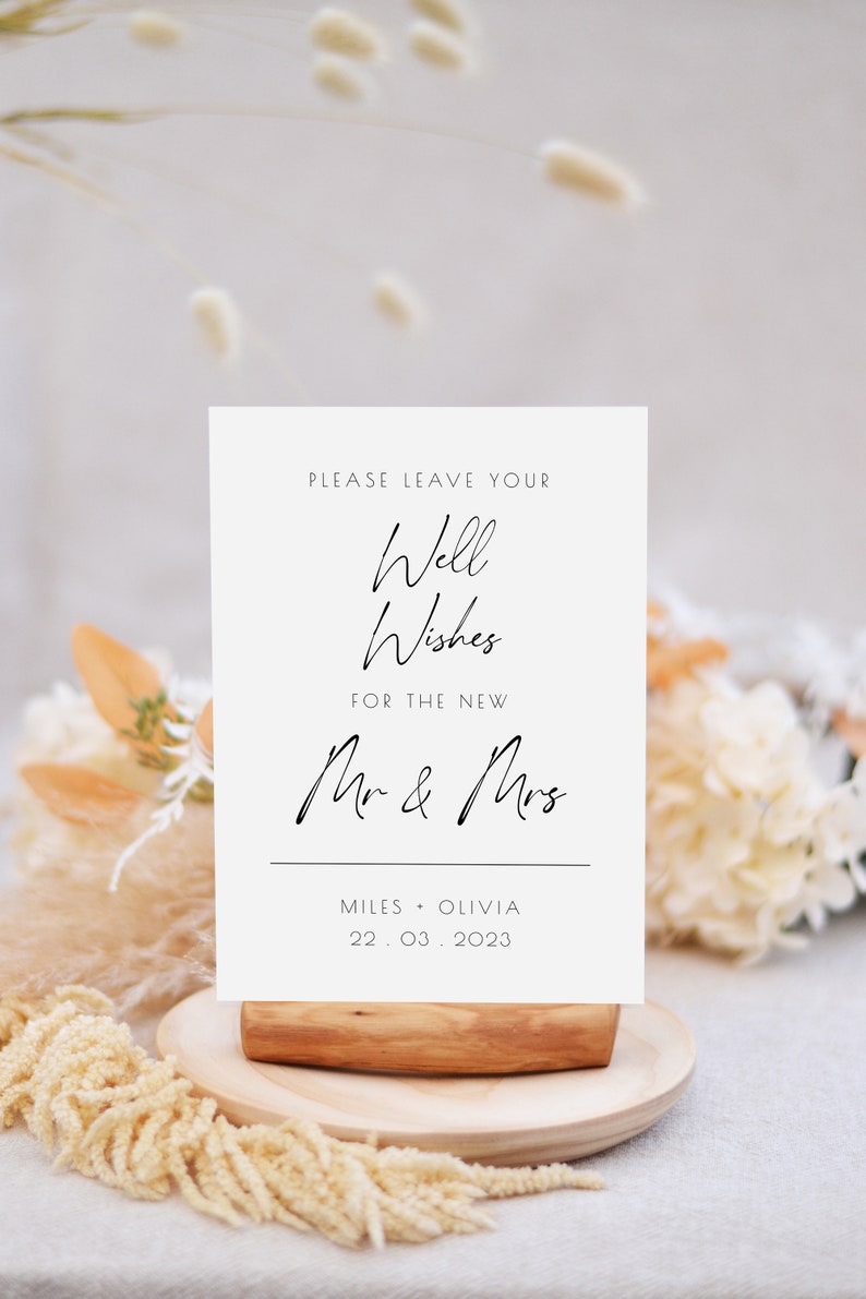 Well Wishes for Mr and Mrs Sign for Minimalist Wedding | Advice and ...
