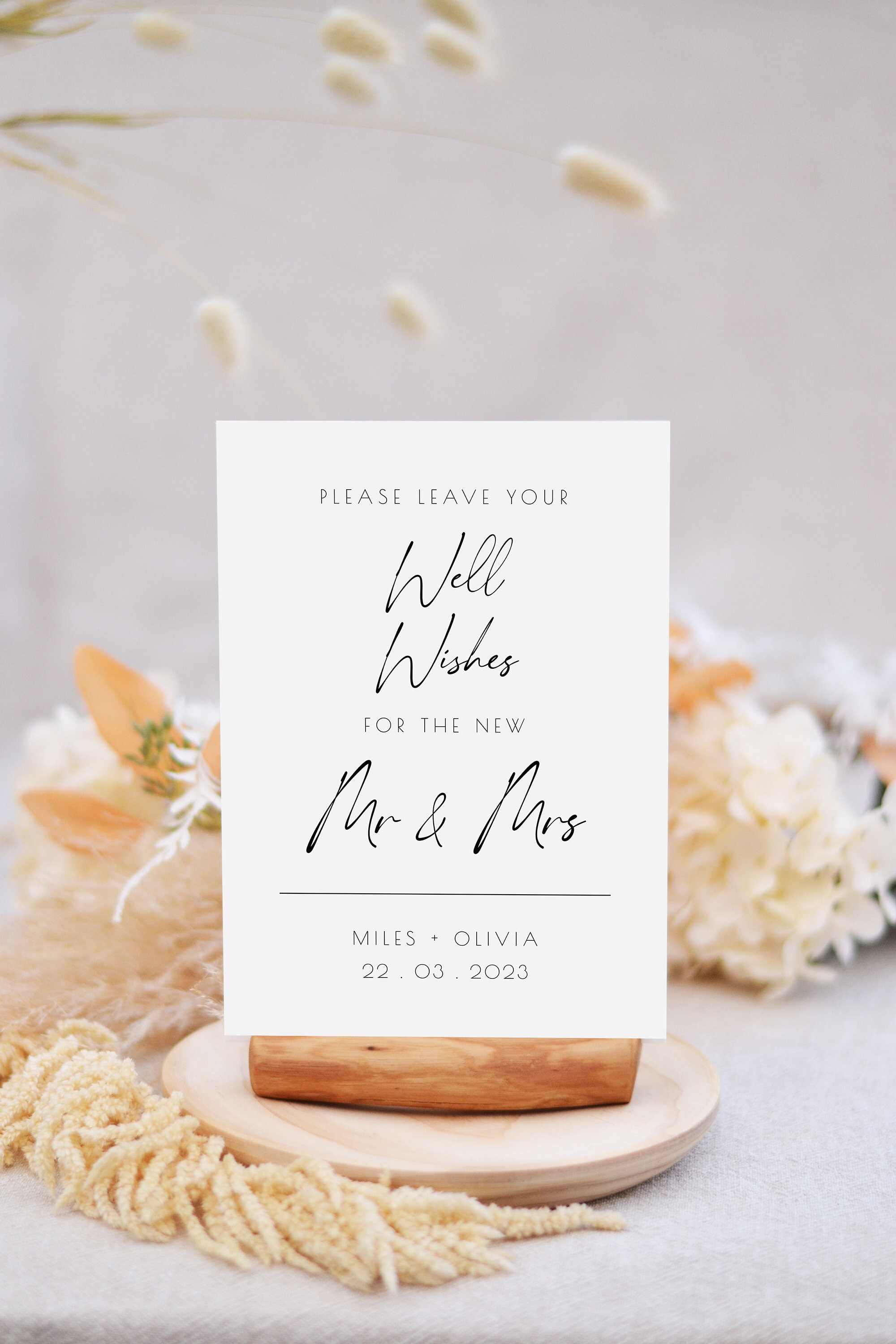 Well Wishes for Mr and Mrs Sign for Minimalist Wedding Advice and ...
