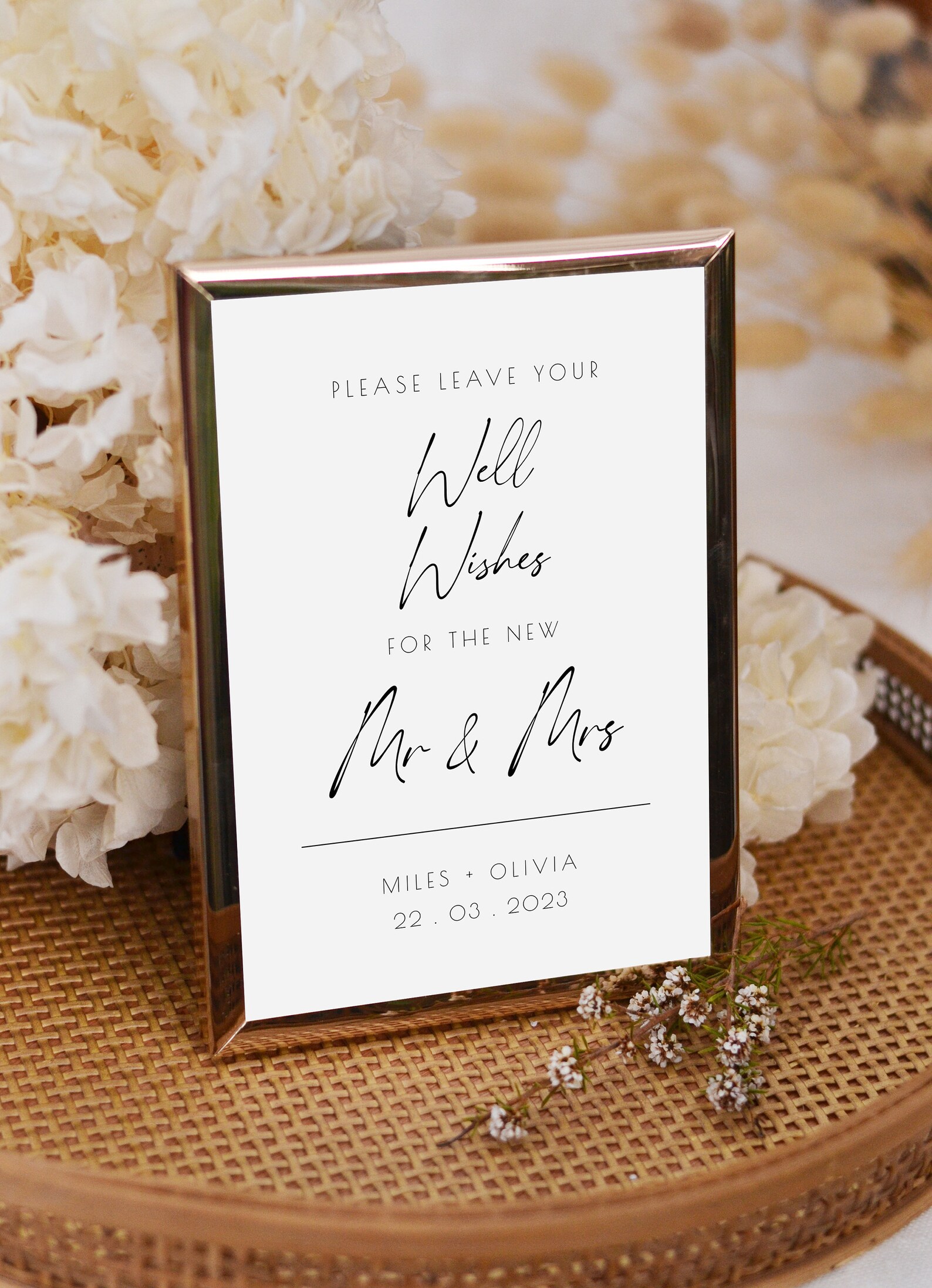 Well Wishes for Mr and Mrs Sign for Minimalist Wedding Advice and ...