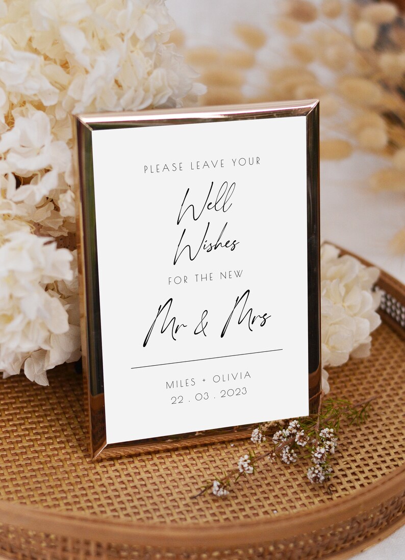 Well Wishes for Mr and Mrs Sign for Minimalist Wedding | Advice and ...