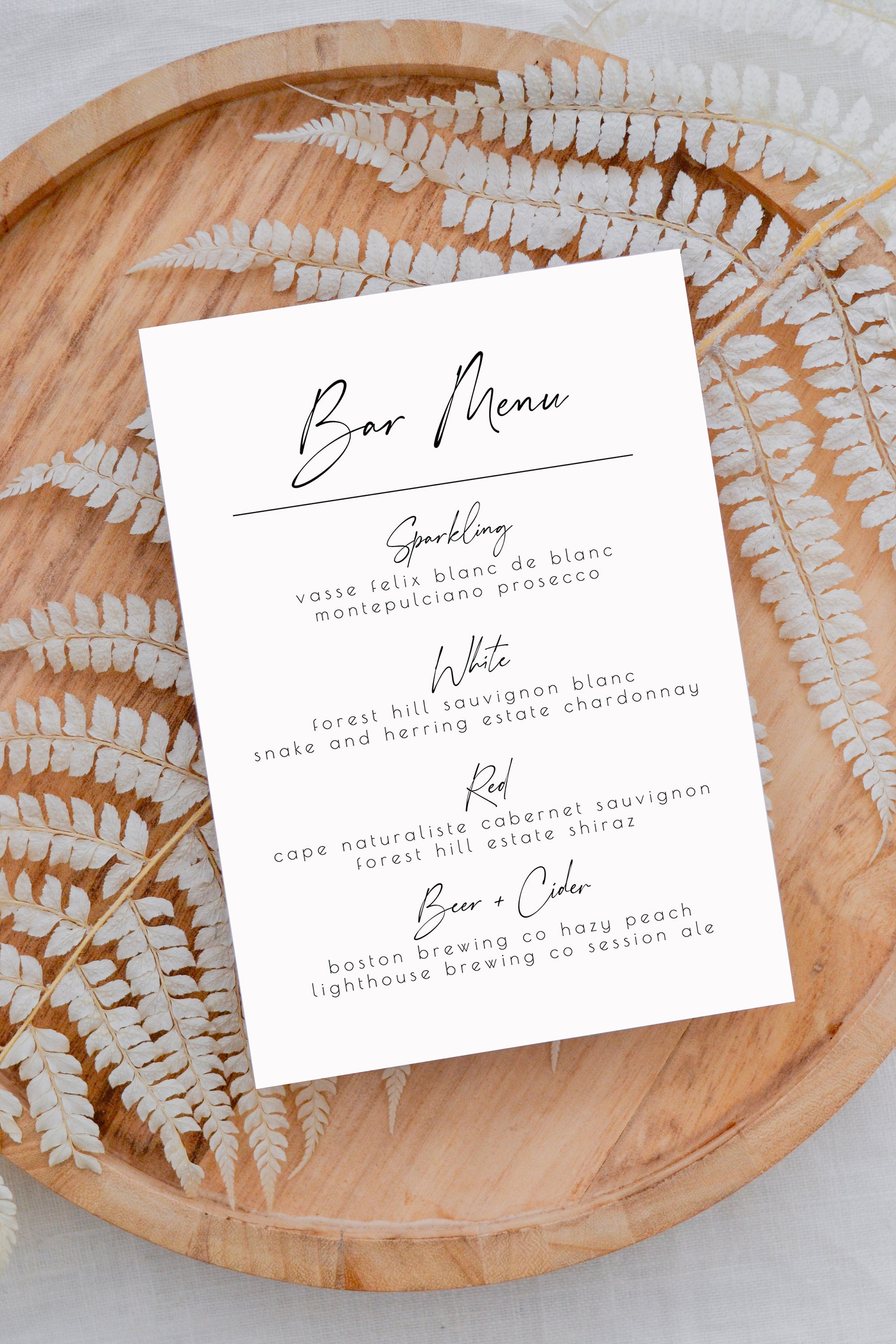 Bar Menu Template for Wedding Wedding Drinks Menu Printable - Etsy