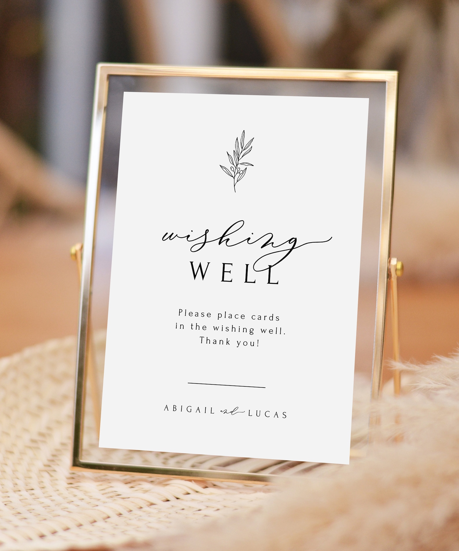 Wishing Well Sign Template | Cards and Gifts Sign for Minimalist ...