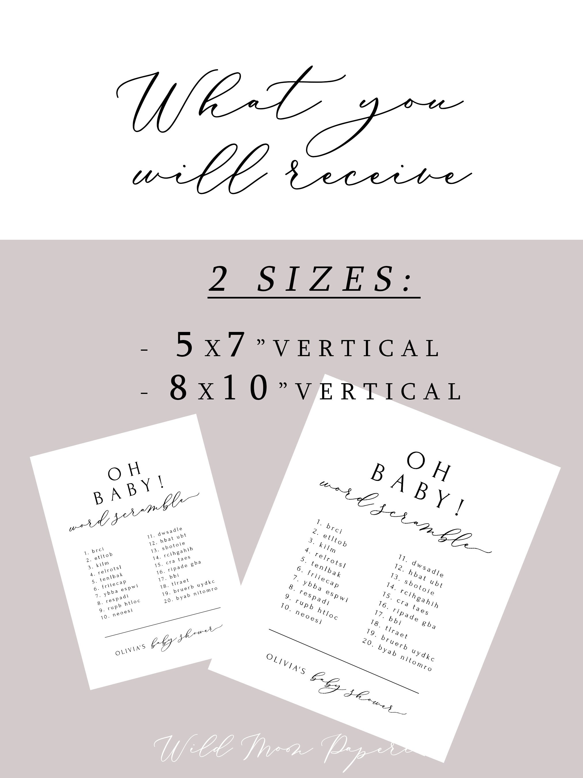 Baby Shower Word Scramble Printable Template | Word Sleuth Baby Shower ...