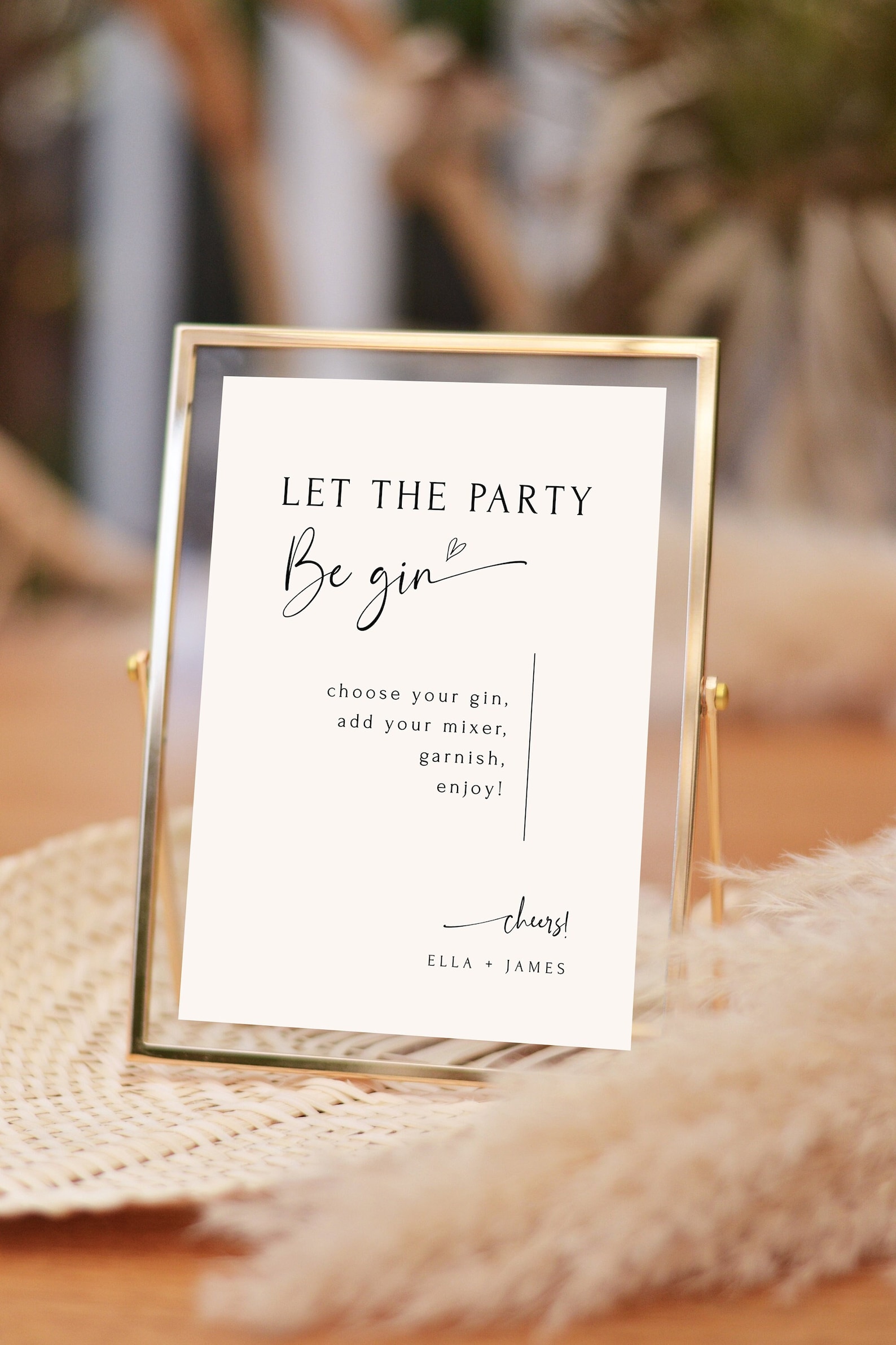 Gin Bar Sign Template | Let the Party Be Gin Bar Cart Prints Sign ...