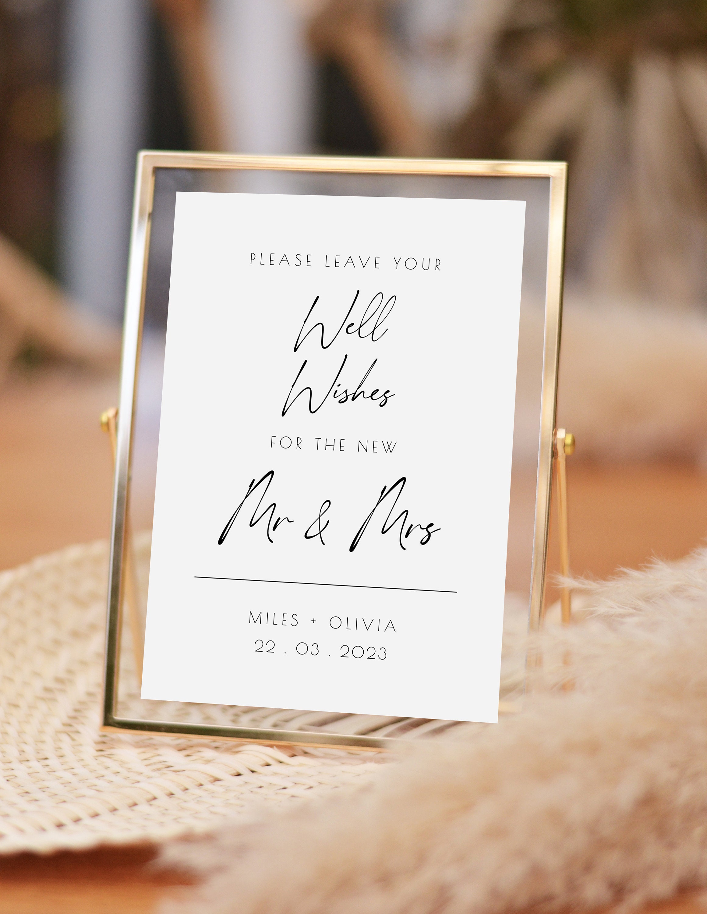 Well Wishes for Mr and Mrs Sign for Minimalist Wedding Advice and ...