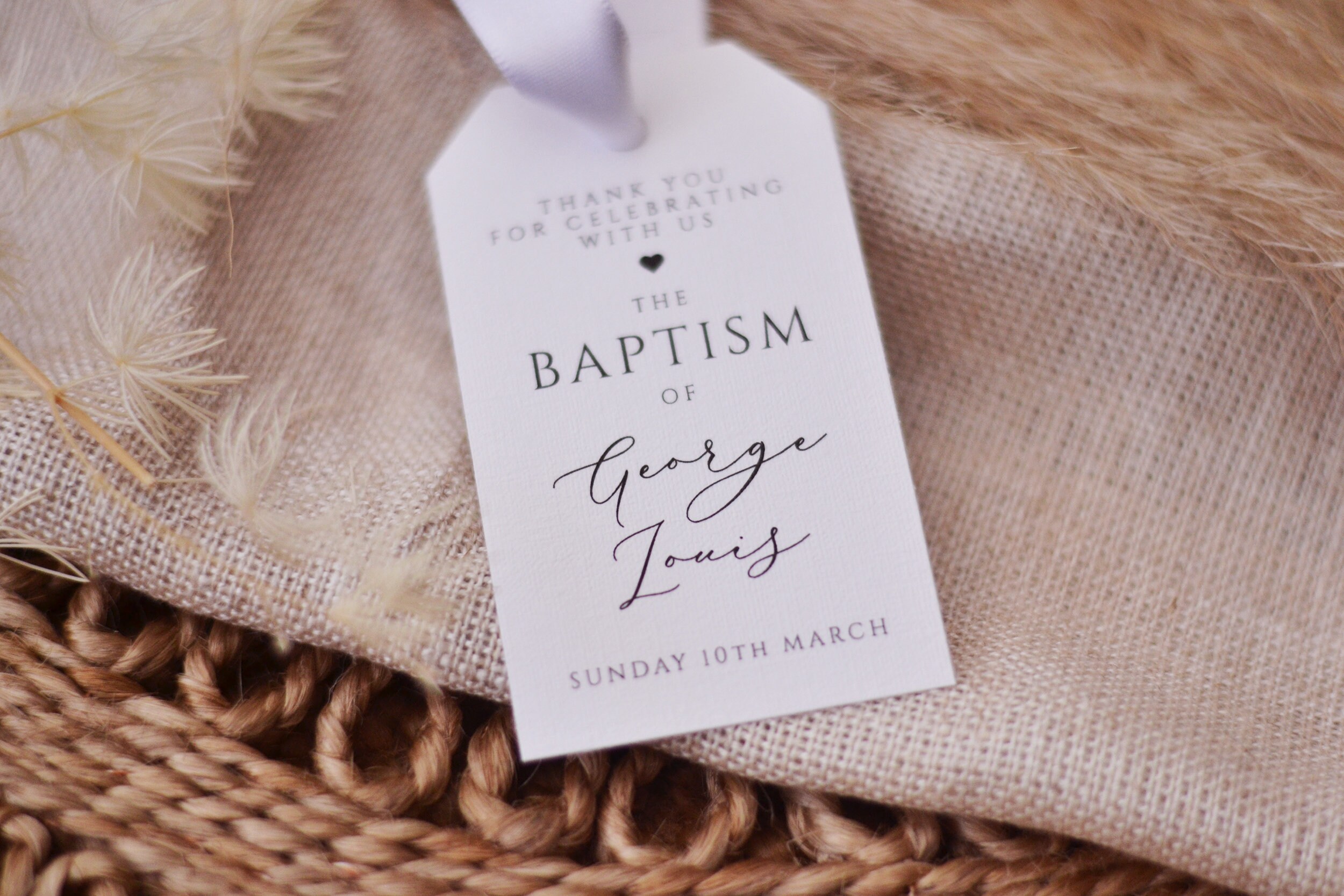 Baptism Thank You Favor Tag Template | Calligraphy Christening ...