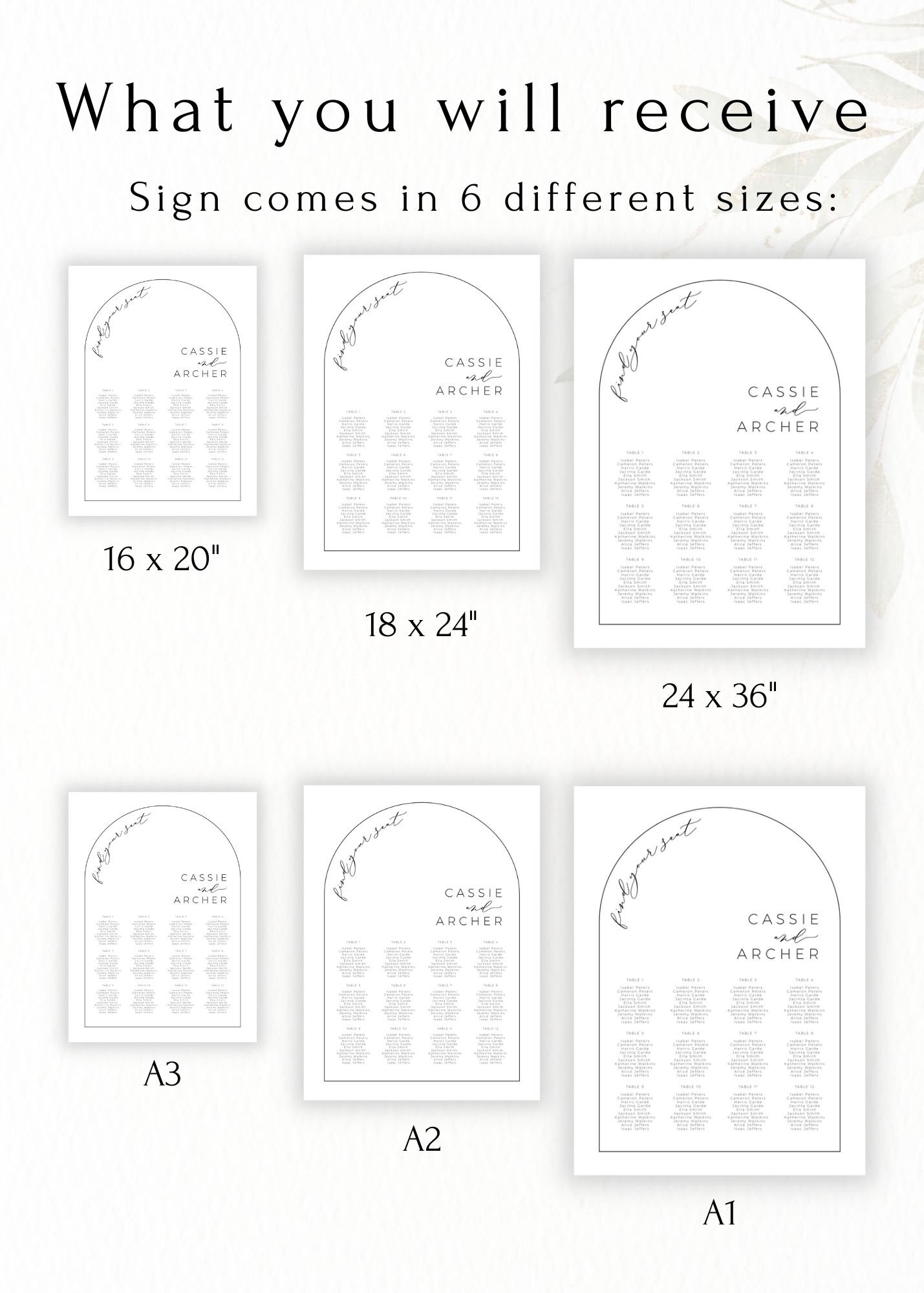 Seating Plan Template, Wedding Arch Seating Chart Modern Minimalist ...