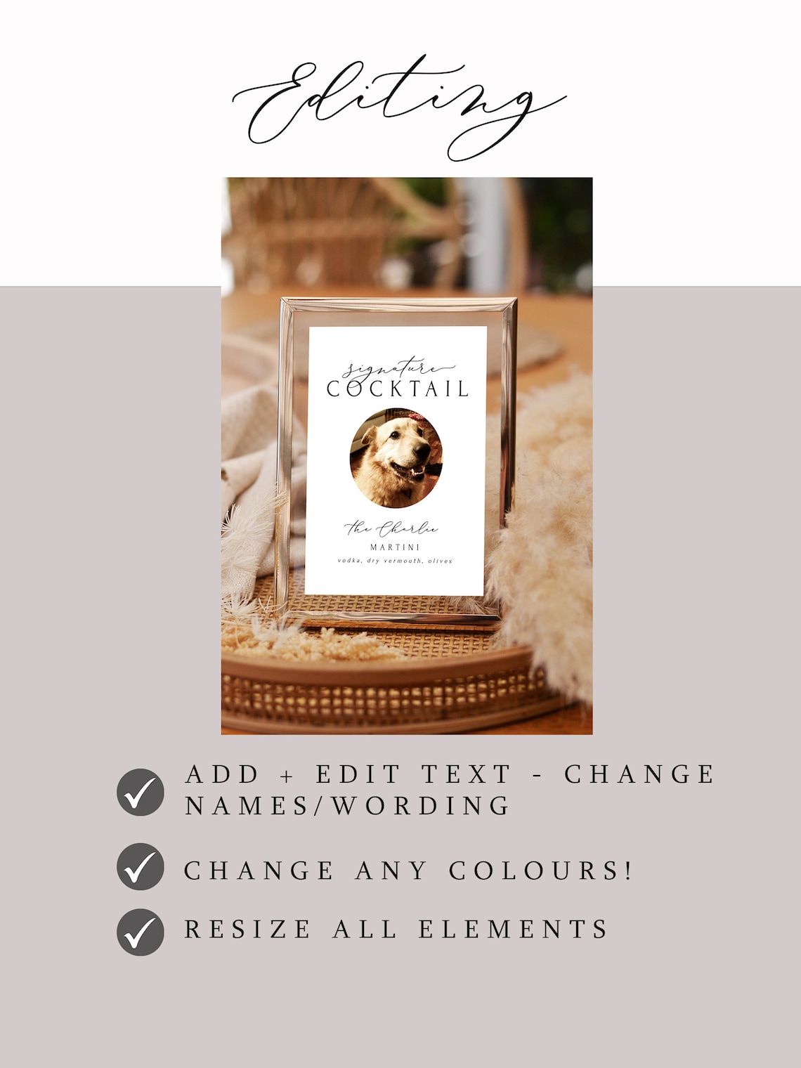 Dog Signature Cocktail Sign Signature Drink Sign Dog - Etsy